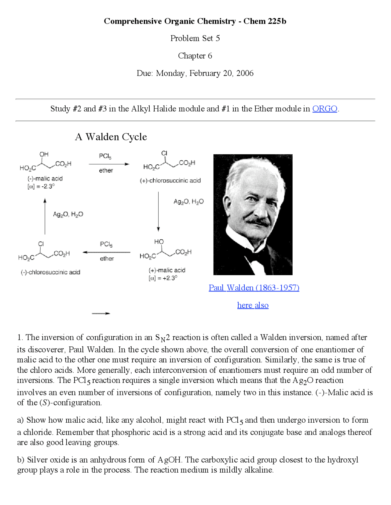 Assignment 5 Problems Comprehensive Organic Chemistry I Chem 225