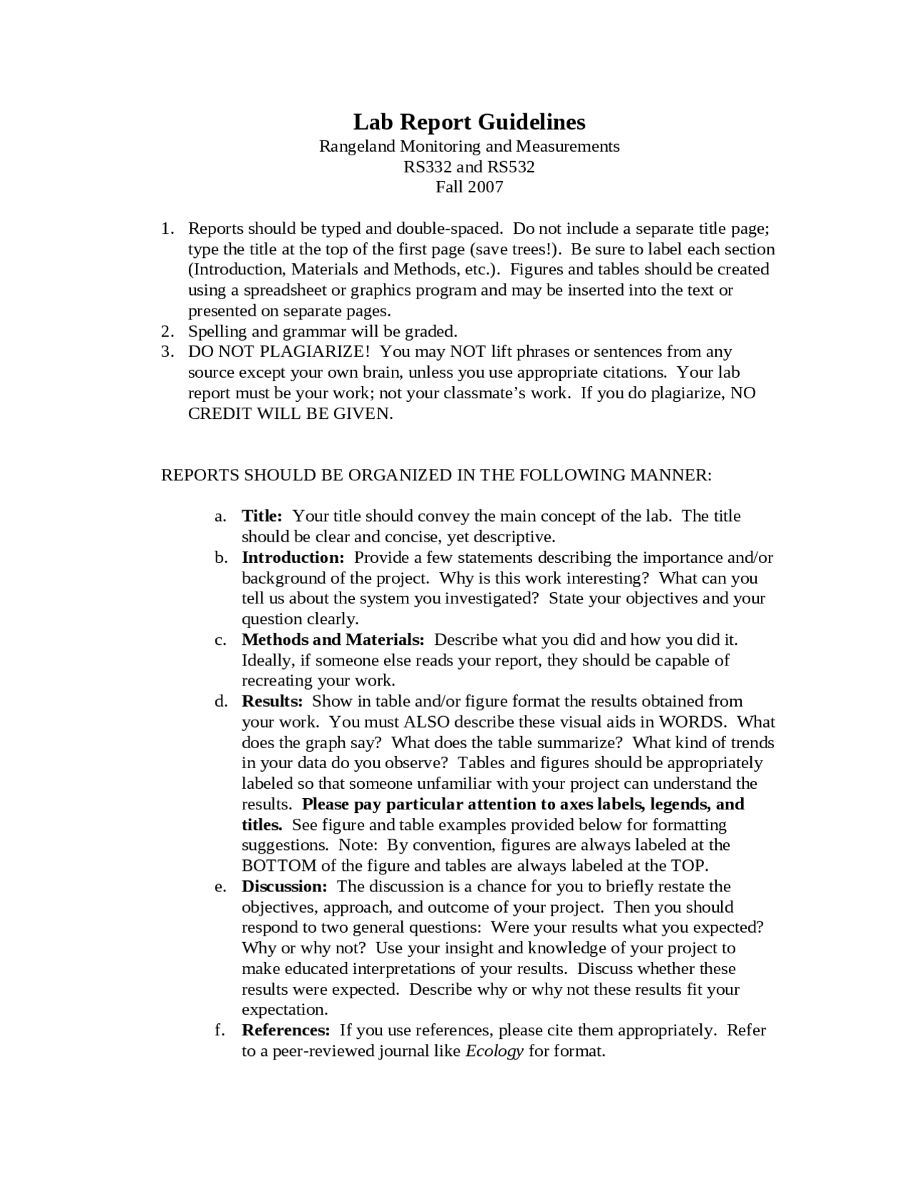 Lab Report Guideline Range Measurements Rs 332 Docsity