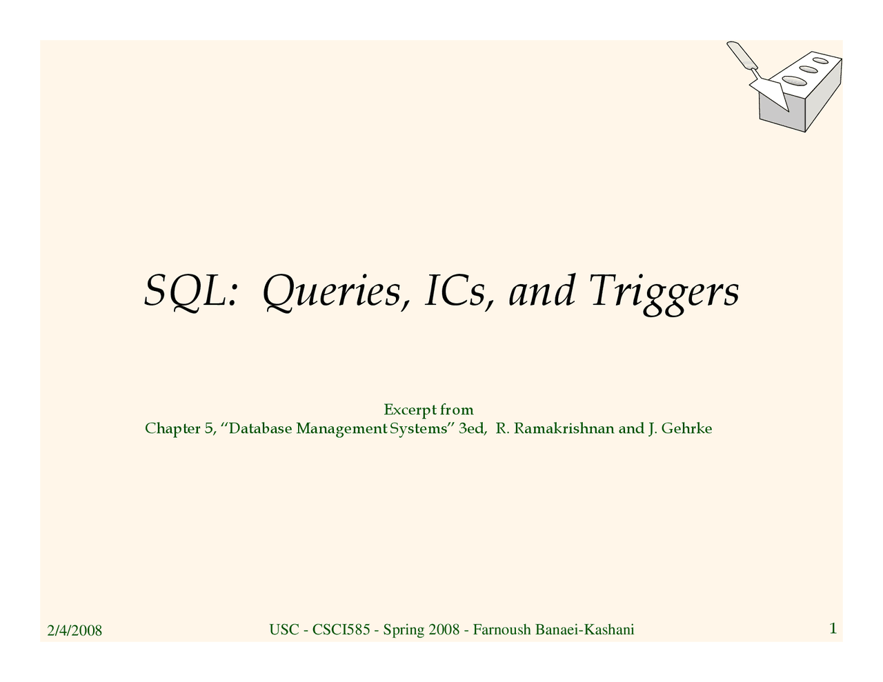 Queries And Triggers Database System Principles Csci 585 Docsity 