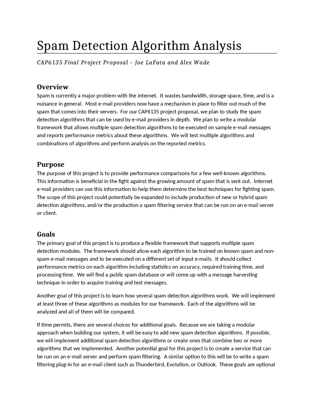 Spam Detection Algorithm Analysis - Final Project Proposal | CAP 6135 ...