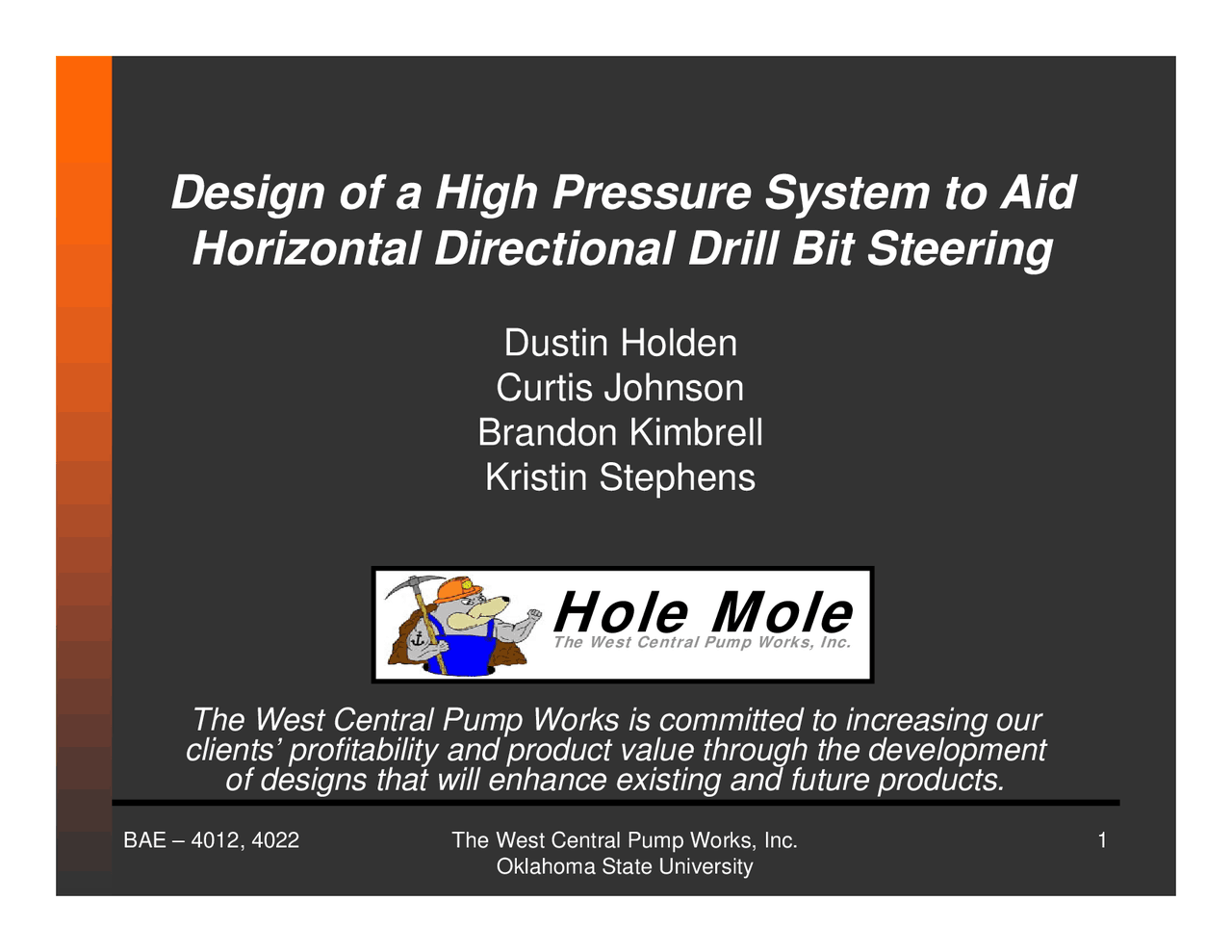Design of a High Pressure System to Aid Horizontal Directional Drill ...