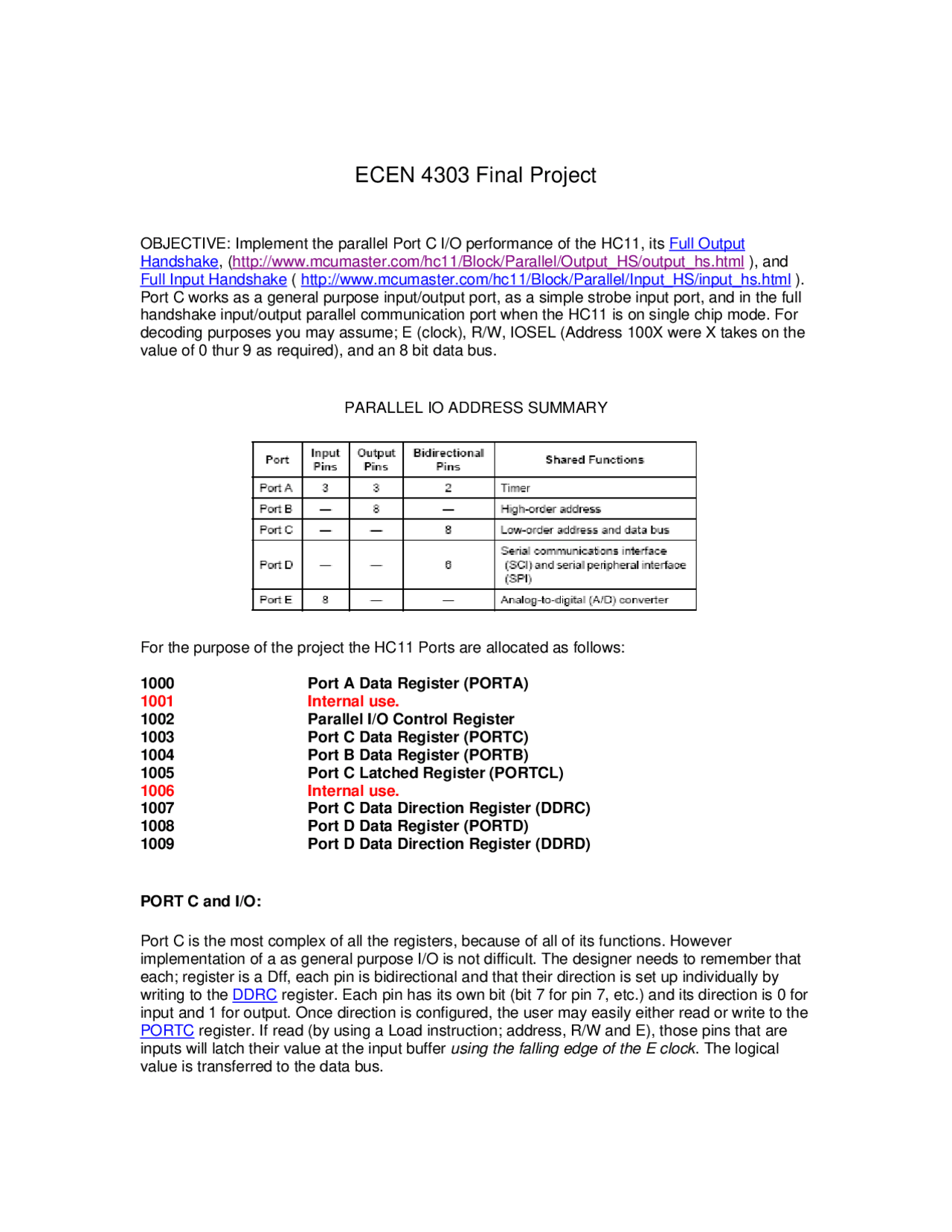 Final Project Digital Electronics Circuit Design Ecen 4303 Docsity