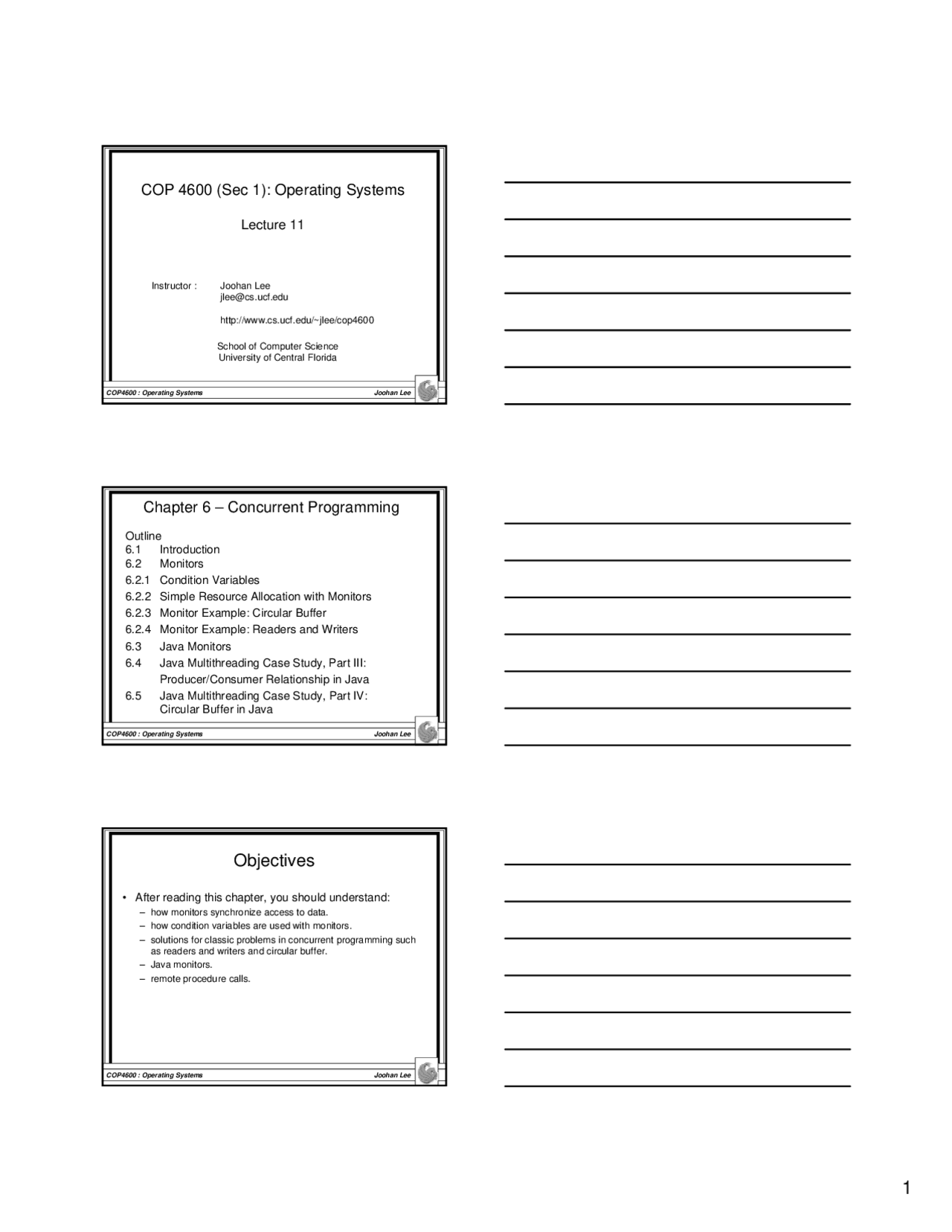 Operating System - Lecture Slides | COP 4600 - Docsity