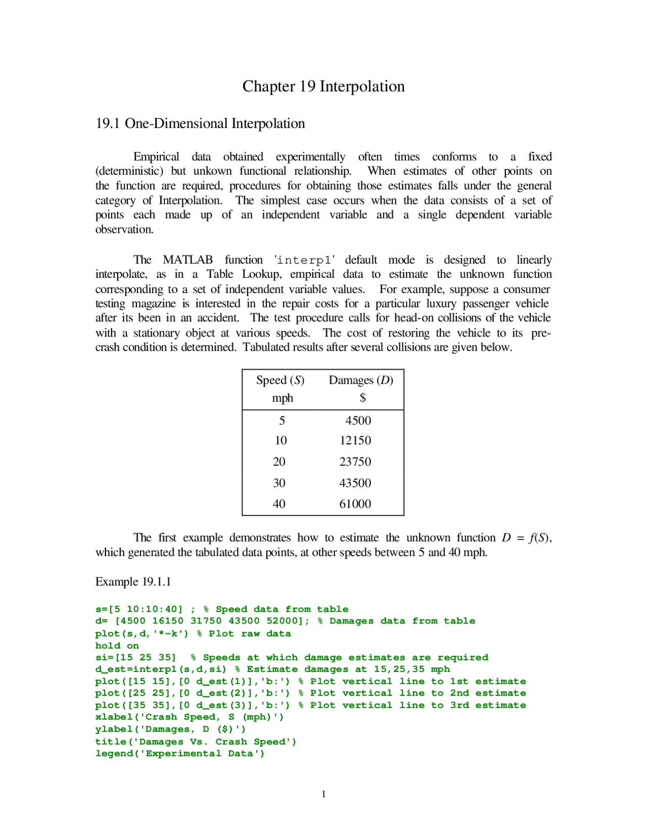 Engineering Analysis One Dimensional Interpolation Egn 3420 Docsity