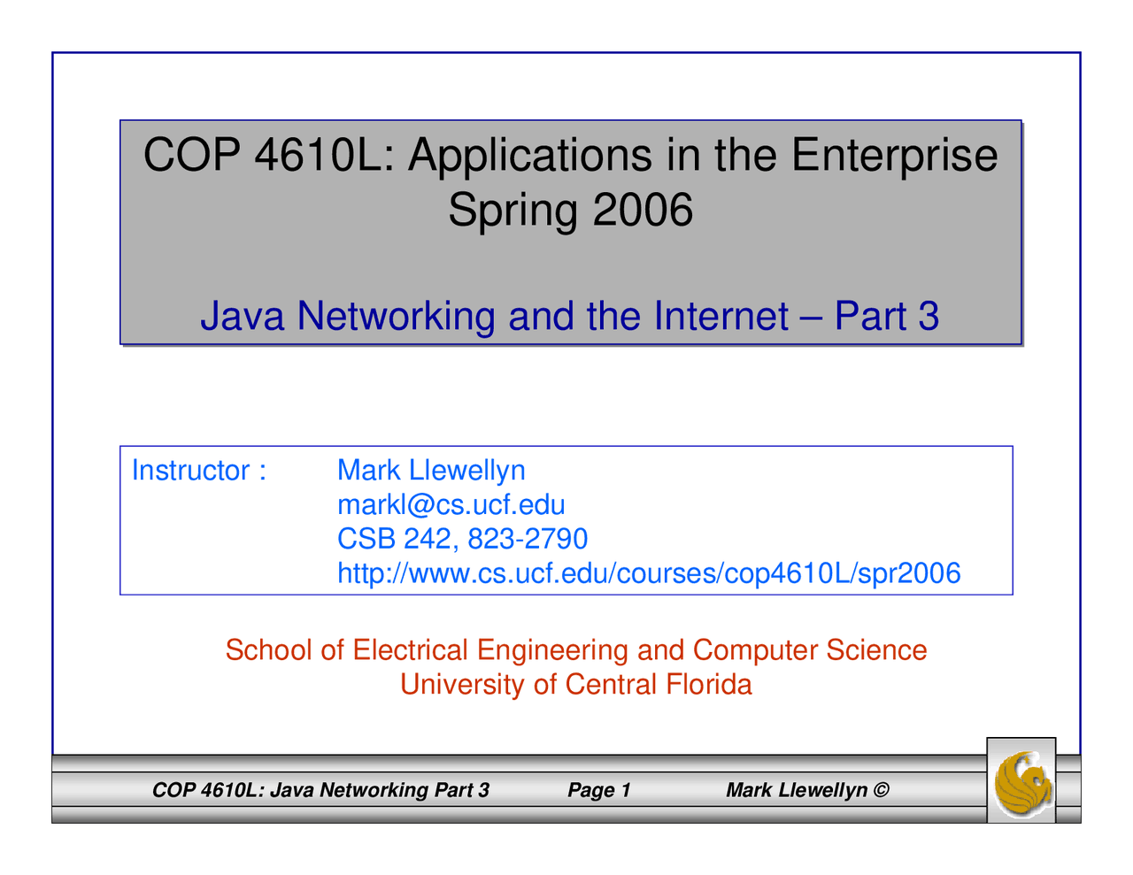 Java Networking and Internet - Applications in The Enterprise | COP ...