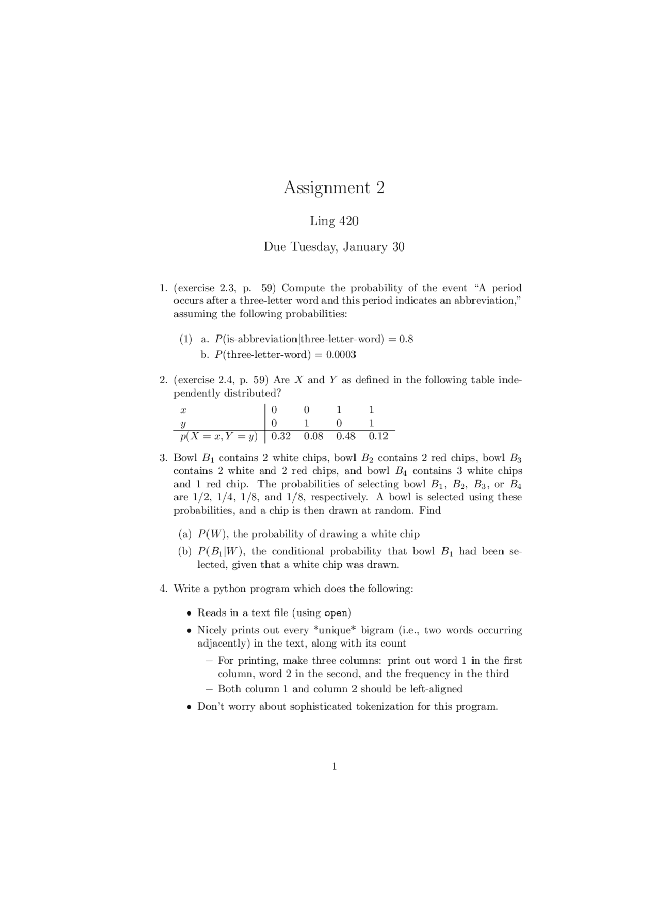 Assignment 2 Natural Language Processing Introduction Ling 420