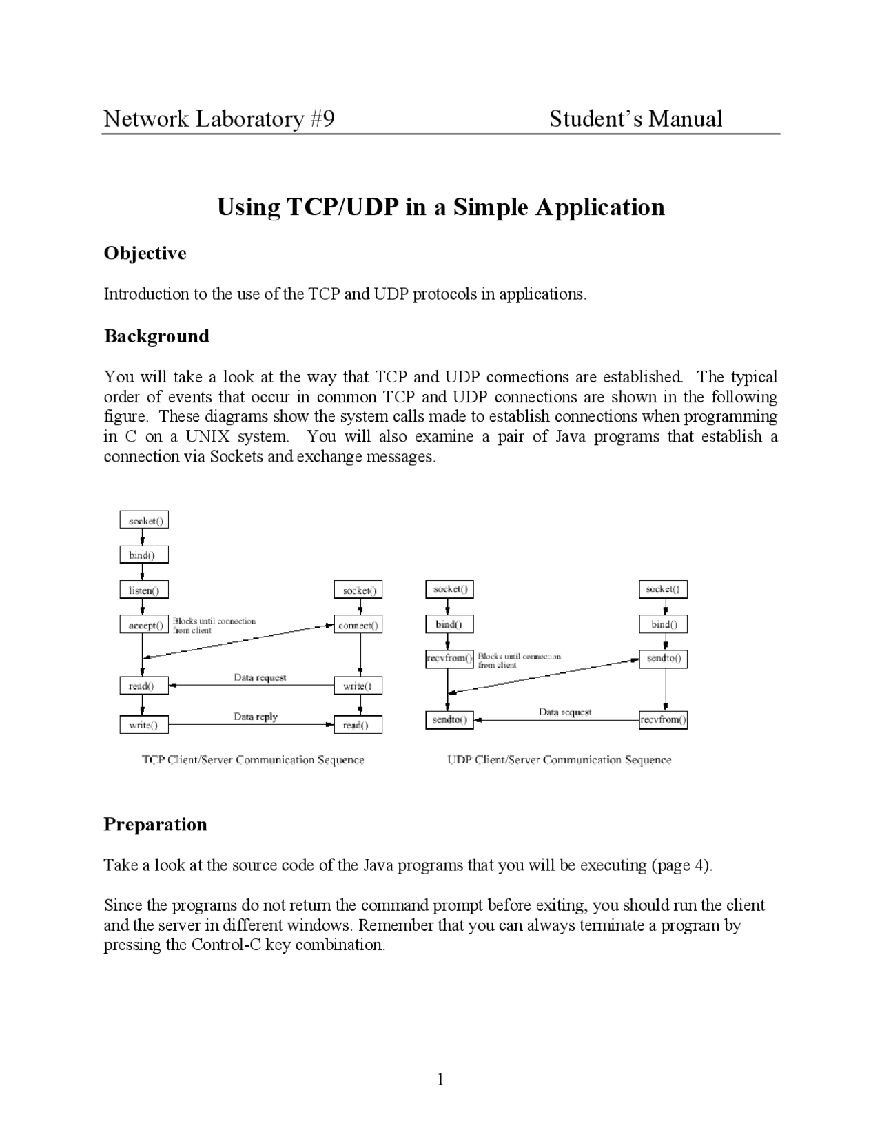 Network Laboratory 10 - TCP and UDP in a Simple Application | CDA 4506 ...