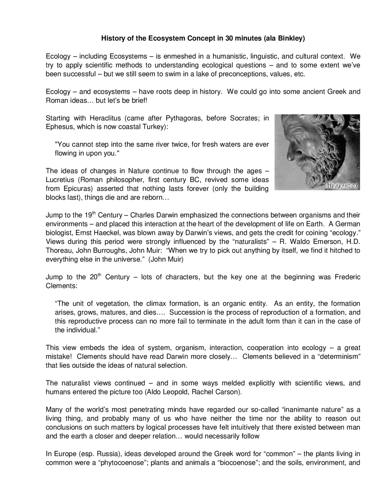 History Of The Ecosystem Concept Lecture Notes Nr 420 Docsity