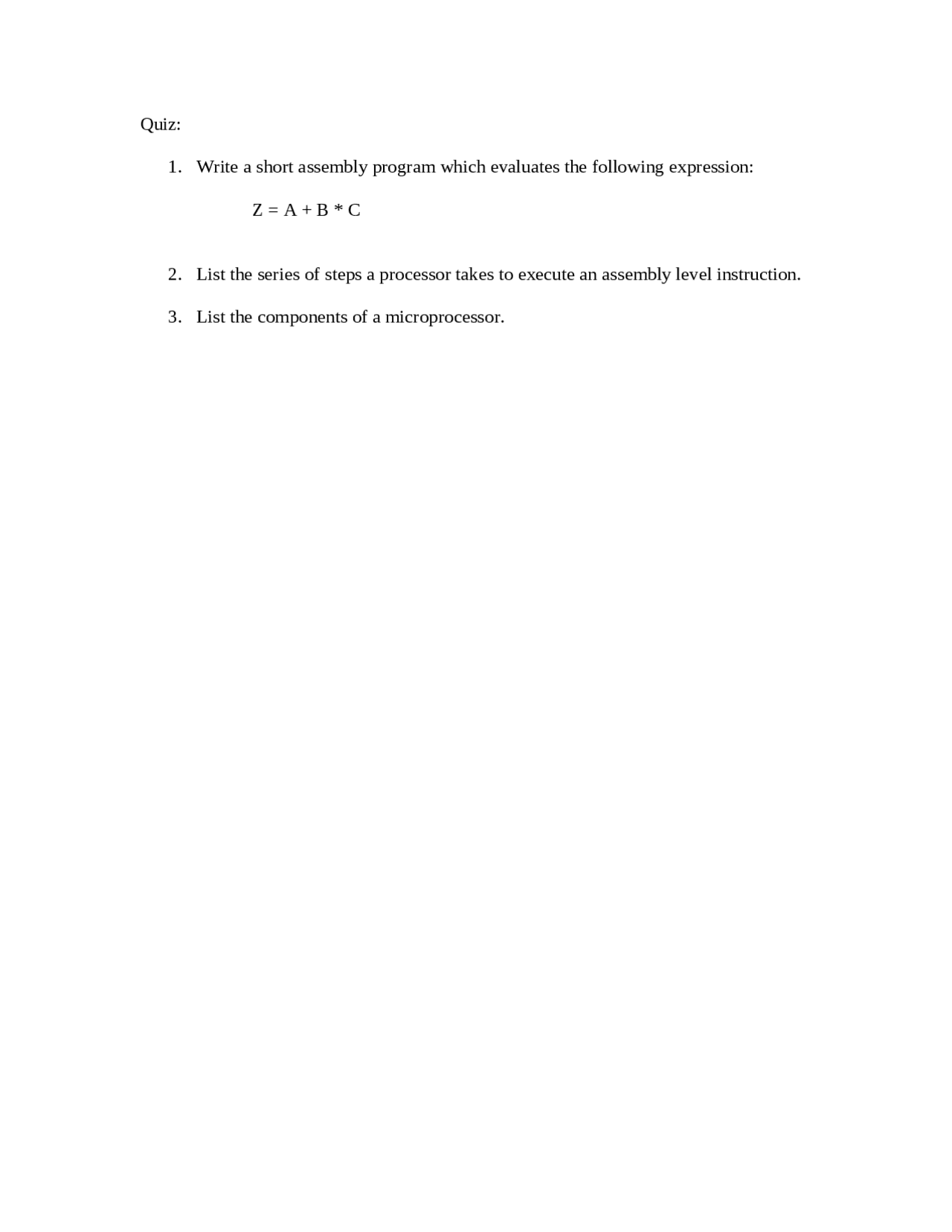 Quiz 1 For Advanced Computer Architecture Eel 5708 Docsity