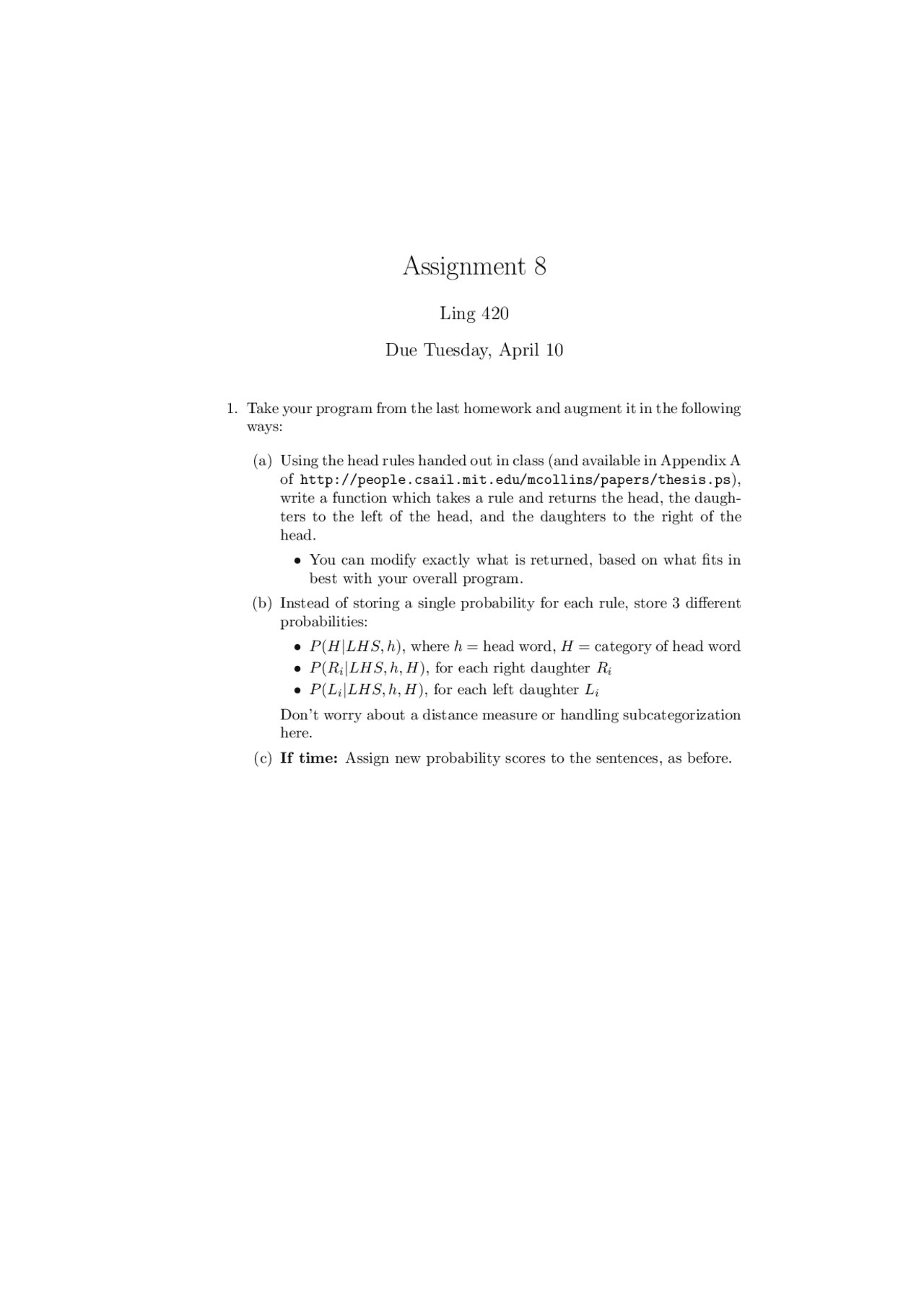 Questions On Statistics Natural Language Processing Assignment 8