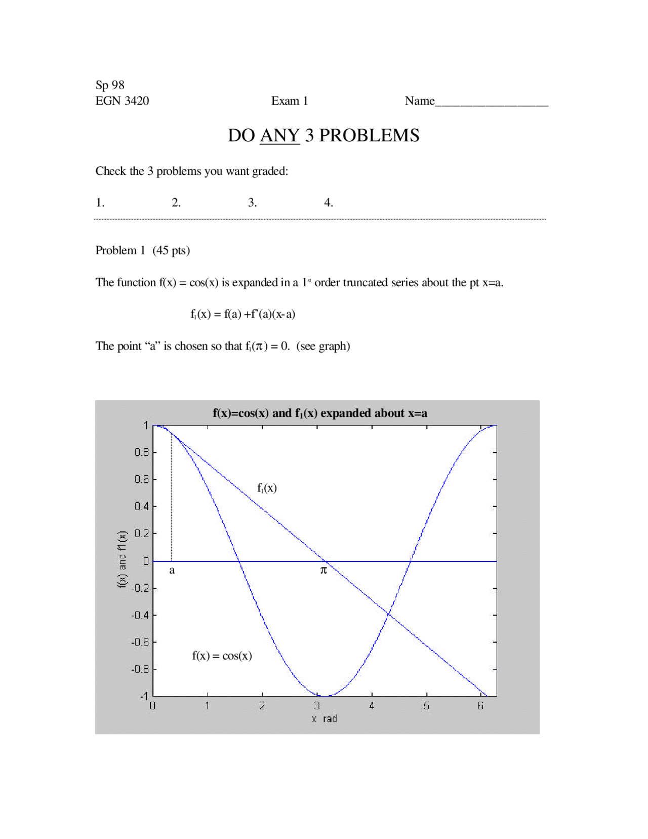 Exam 1 Problems Of Engineering Analysis Egn 3420 Docsity