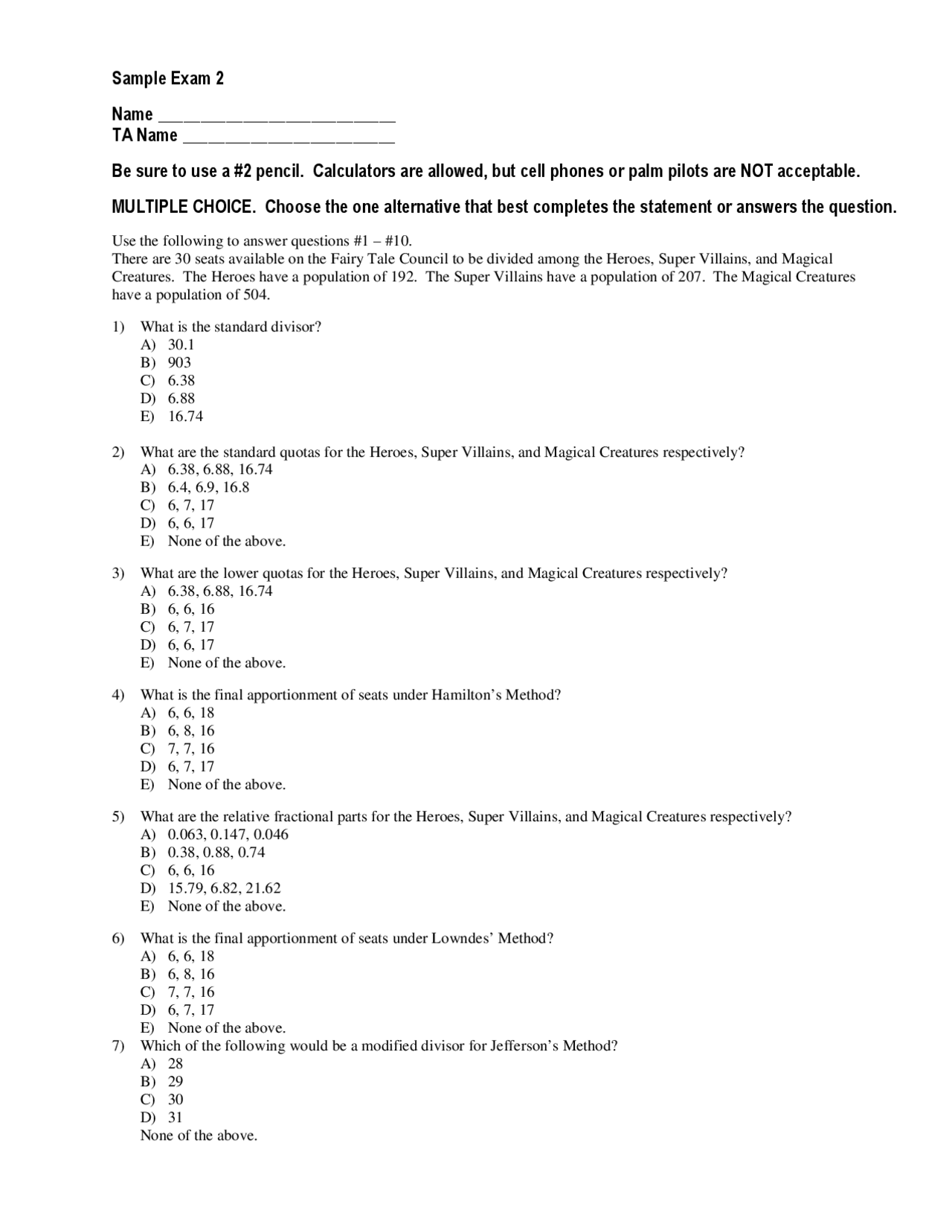 24 Multiple Choice Questions on Short Calculus | MATH 130 - Docsity