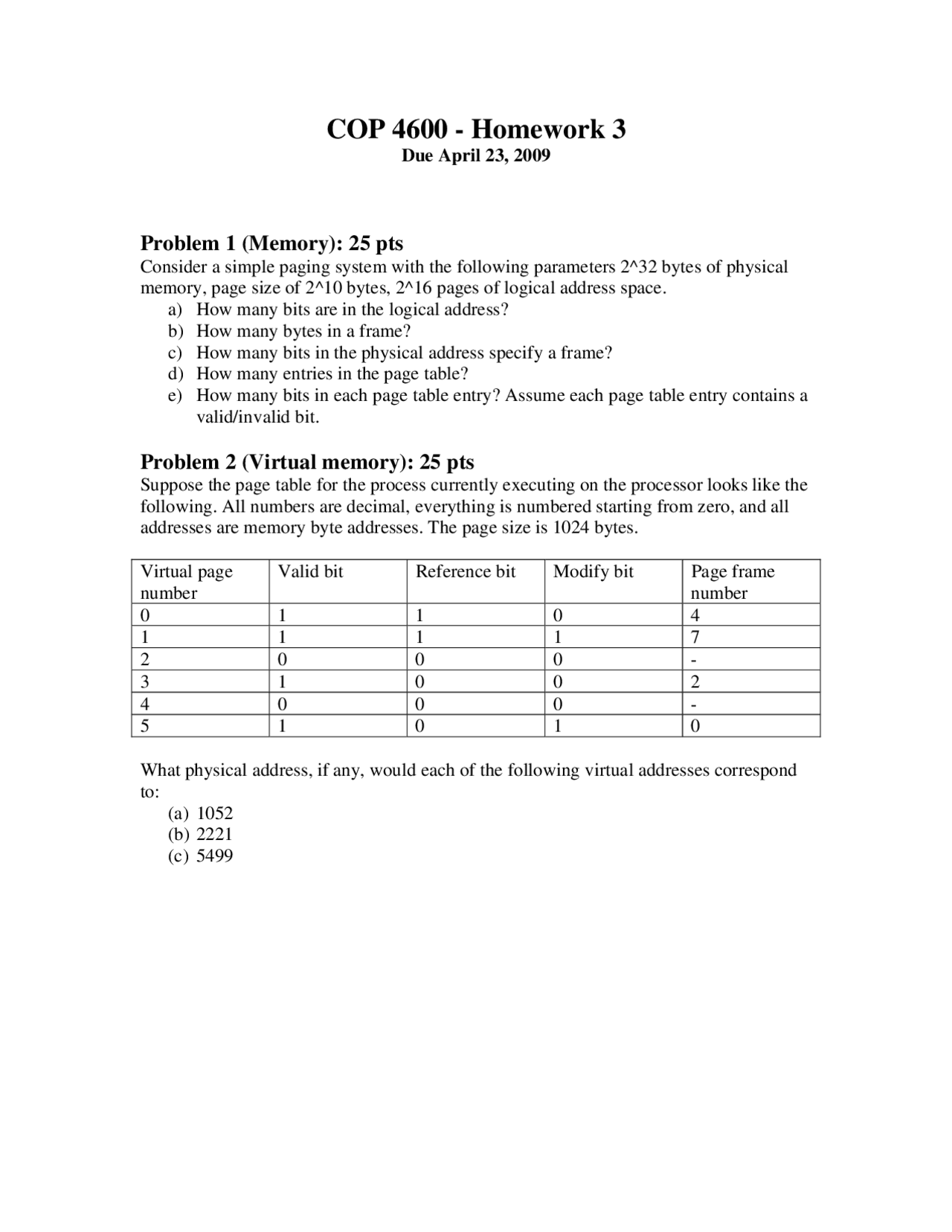 6 Problems With Solution Of Operating System Concept Assignment 6