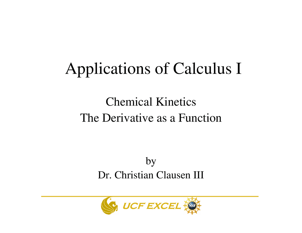 Applications of Calculus I - Physical Chemistry II | CHM 3411 - Docsity
