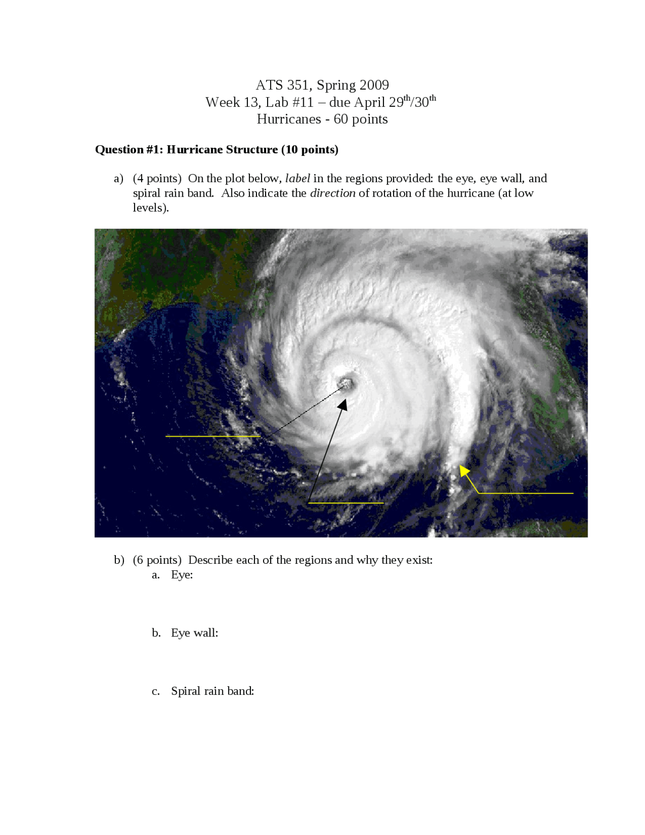 Hurricane Structure - Laboratory 11 - Manual | ATS 351 - Docsity
