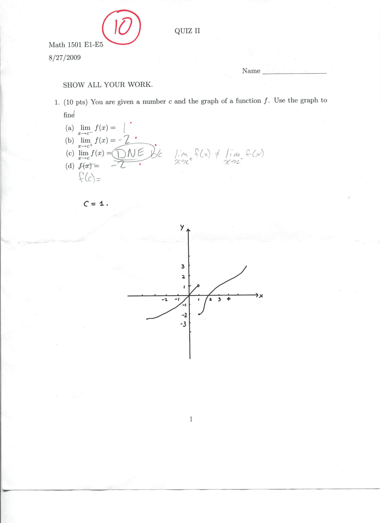 Quiz 2 Questions With Answer Calculus I Math 1501 Docsity