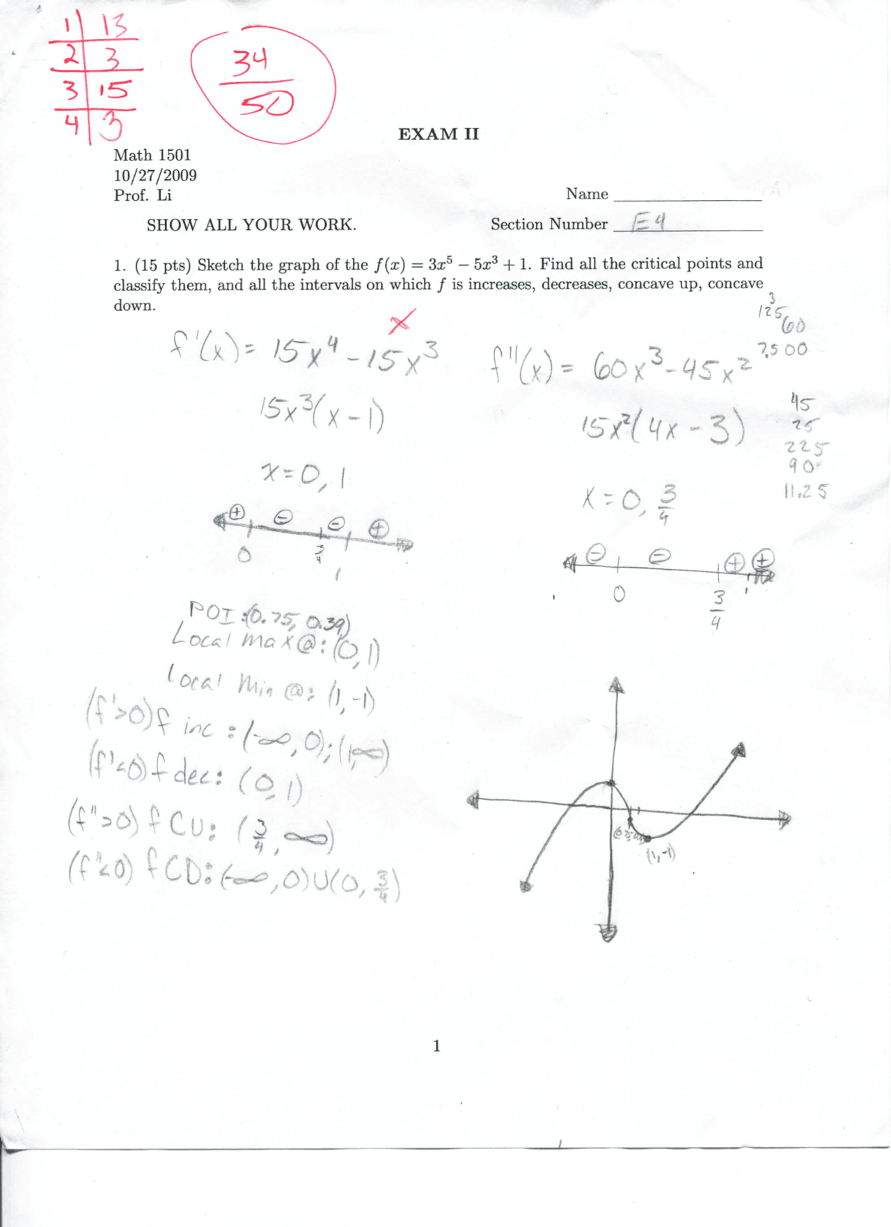 Exam 2 Question with Solution - Calculus I | MATH 1501 - Docsity