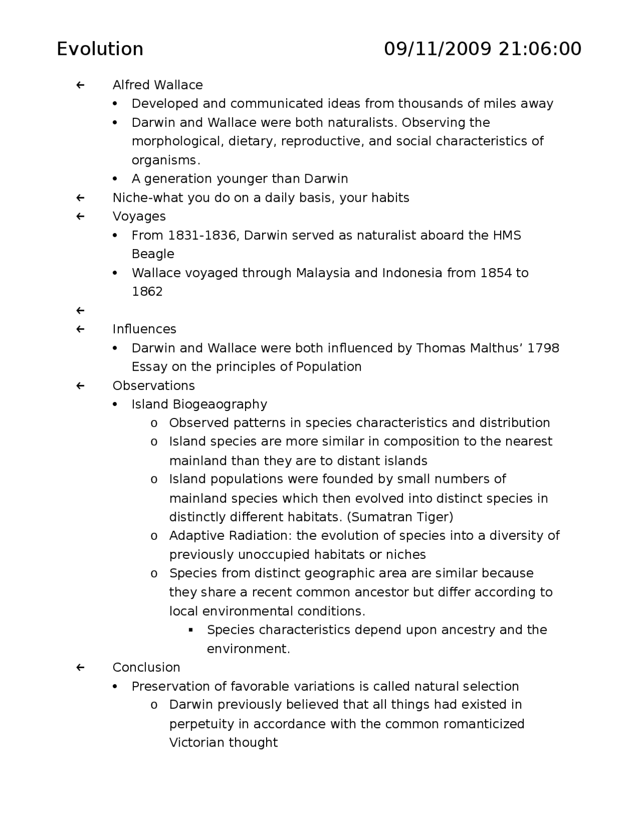 Evolution Biological Concepts Lecture Notes Biol 101 Docsity