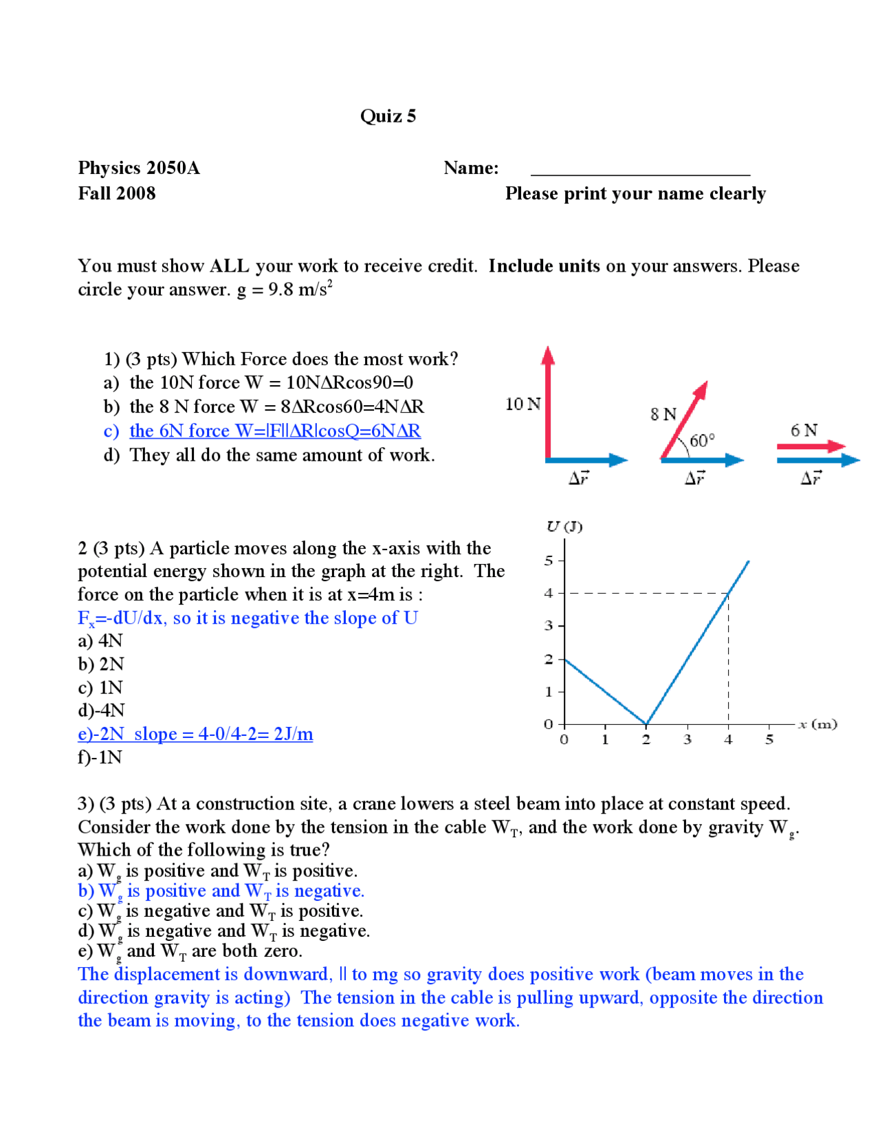 Quiz 5 Mcqs With Answers University Physics I Phys 2050 Docsity