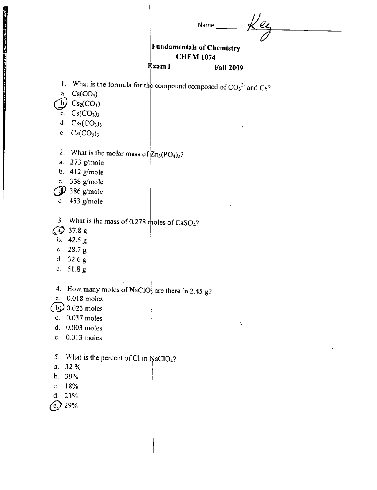 25 Solved Mcqs On Fundamentals Of Chemistry Exam Chem 1074 Docsity