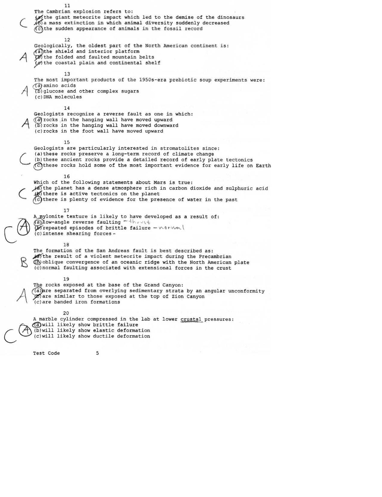 Exam Solution For Mcqs Principles Of Geology Geol 101 Docsity