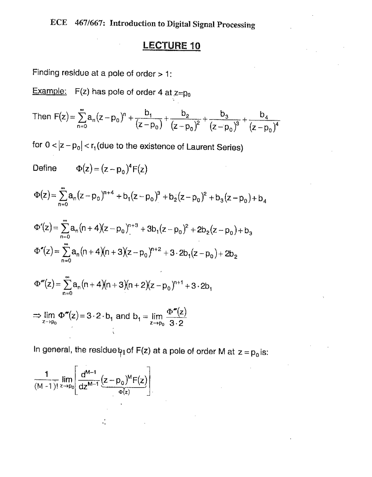 Lecture 10 Introduction To Digital Signal Processing E C E 467 Docsity