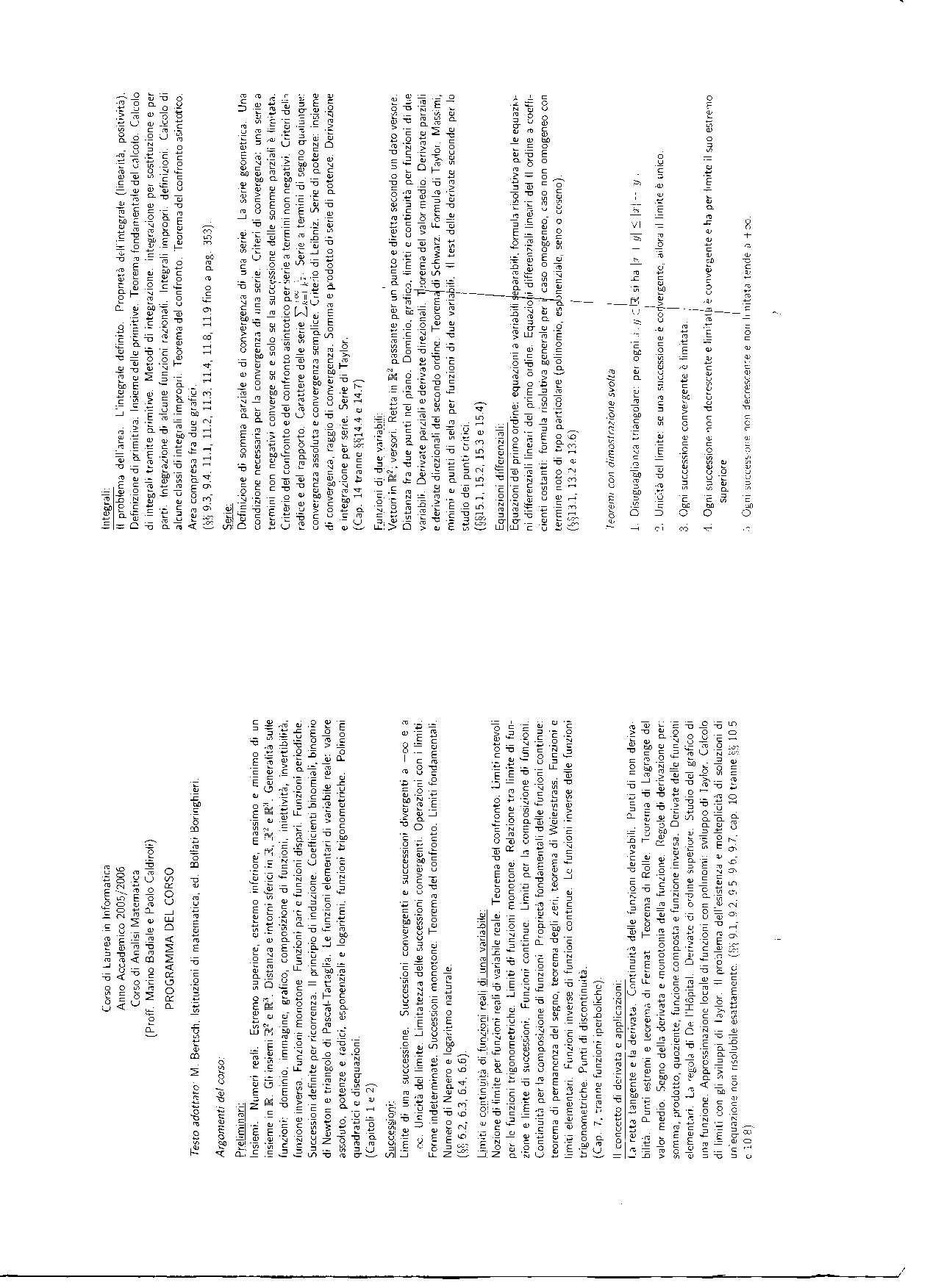 Analisi Matematica Aa2005 2006 Teoremi Orale Docsity