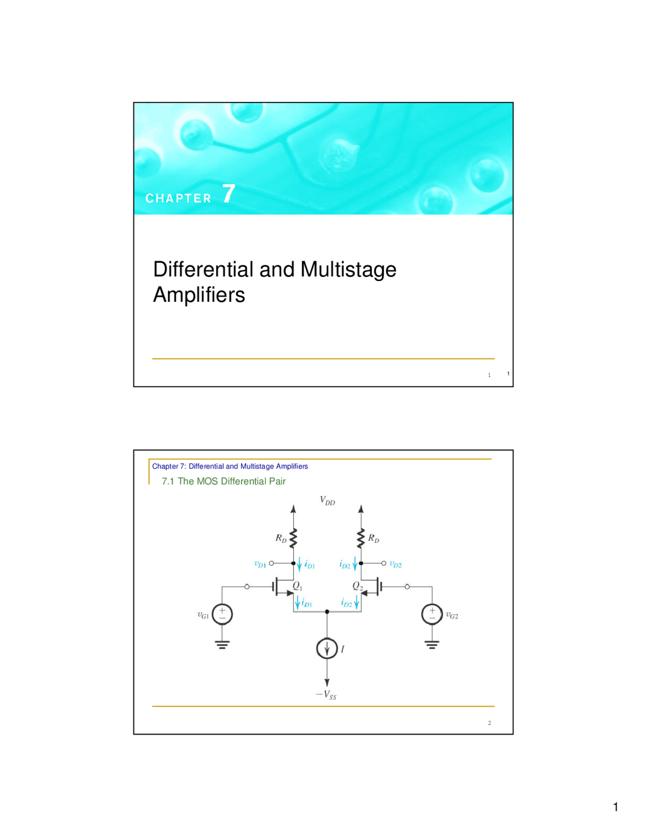 Differential And Multistage Amplifiers Lecture Slides Egr 392 Docsity