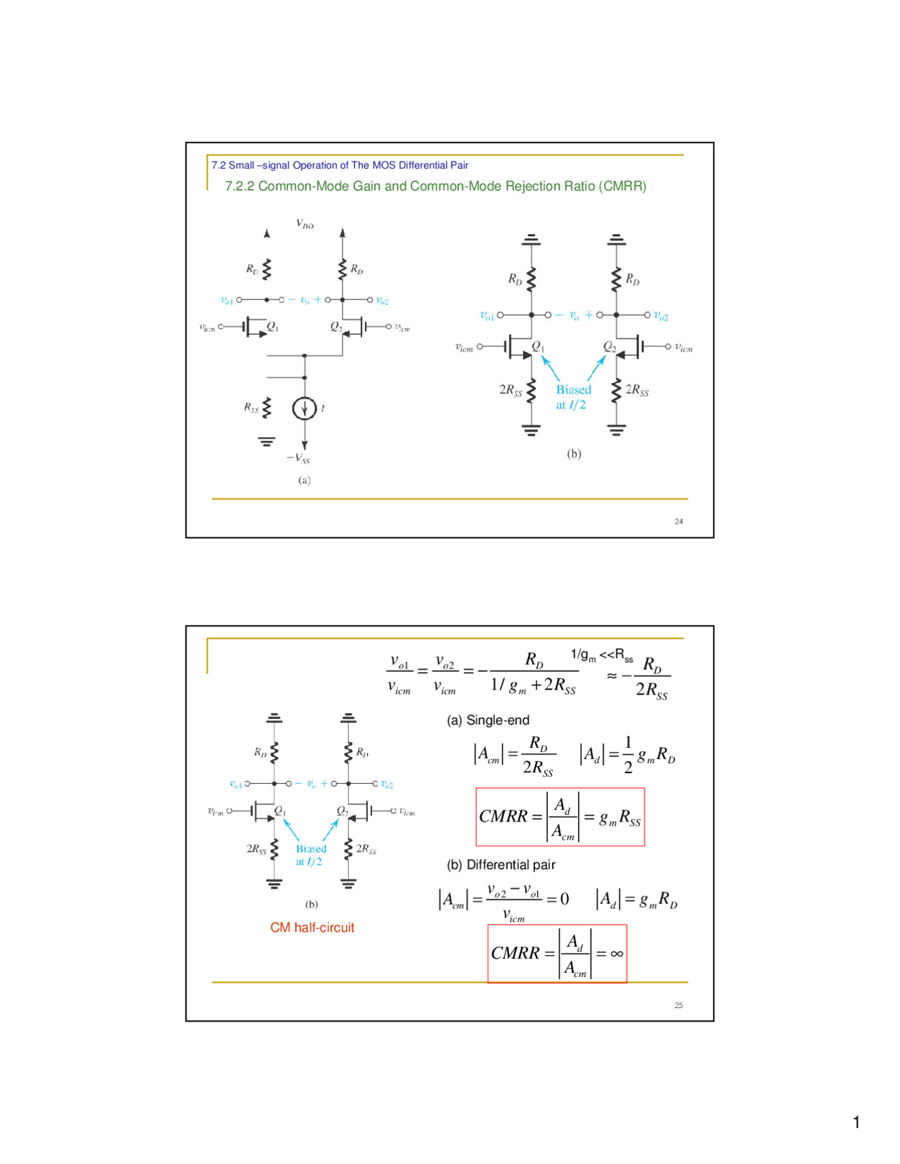 Small-Signals Operation of the MOS Differential Pair - Lecture Slides ...