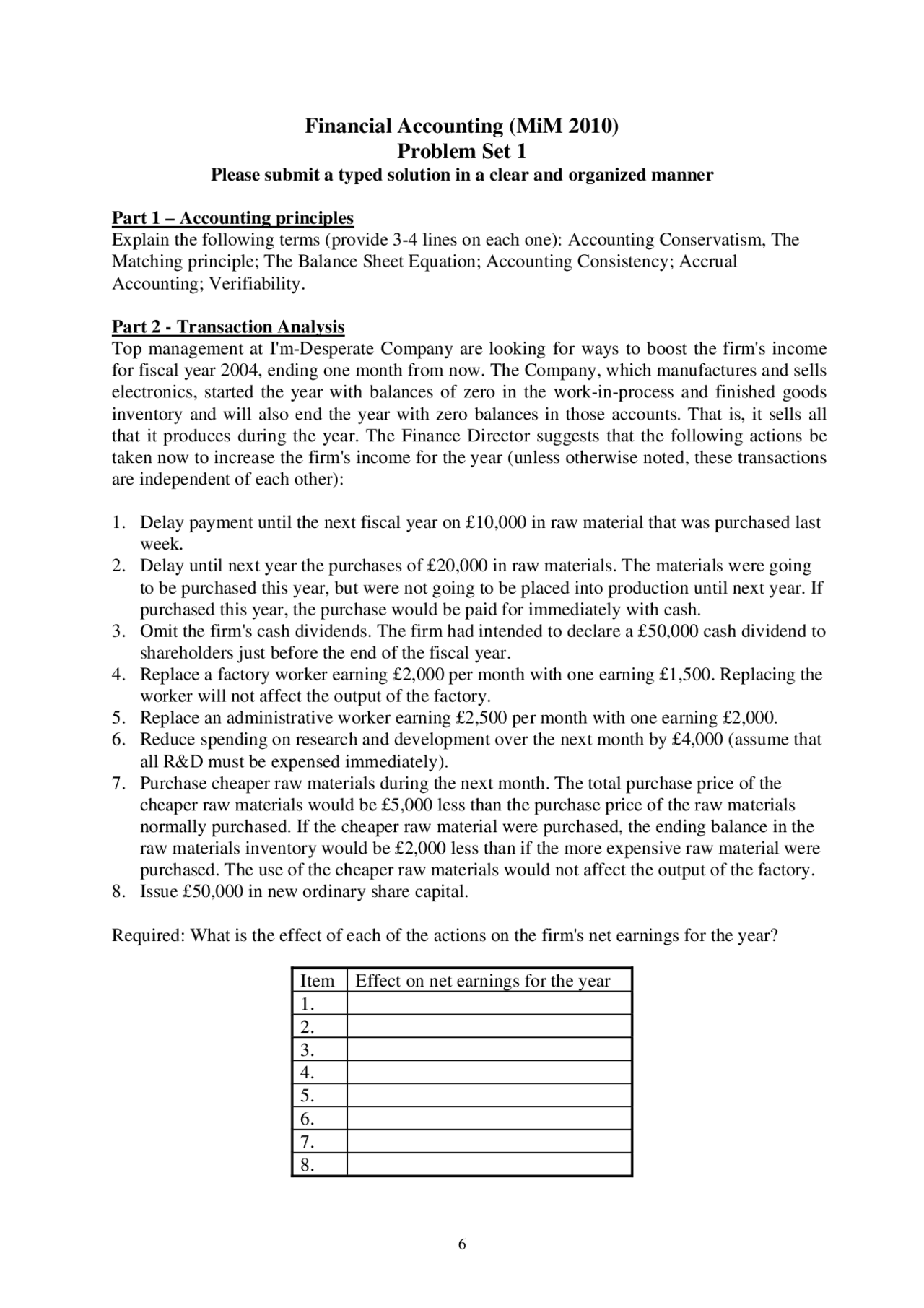 Financial Accounting Problem Set 1 Docsity