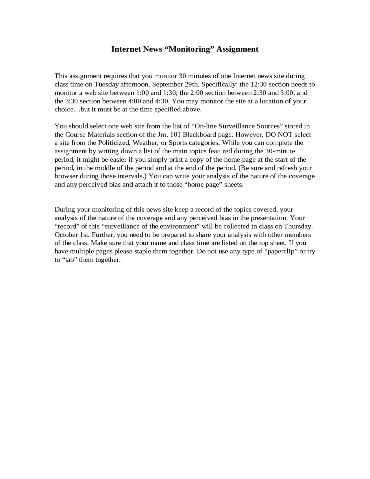 Internet News Monitoring Assignment: Recording and Analyzing Online ...