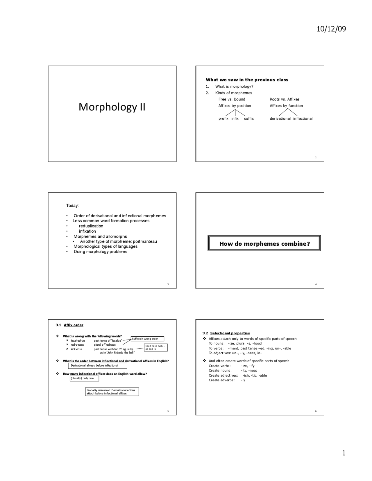 Morphology Introduction To Language Lecture Slides Ling 111 Docsity