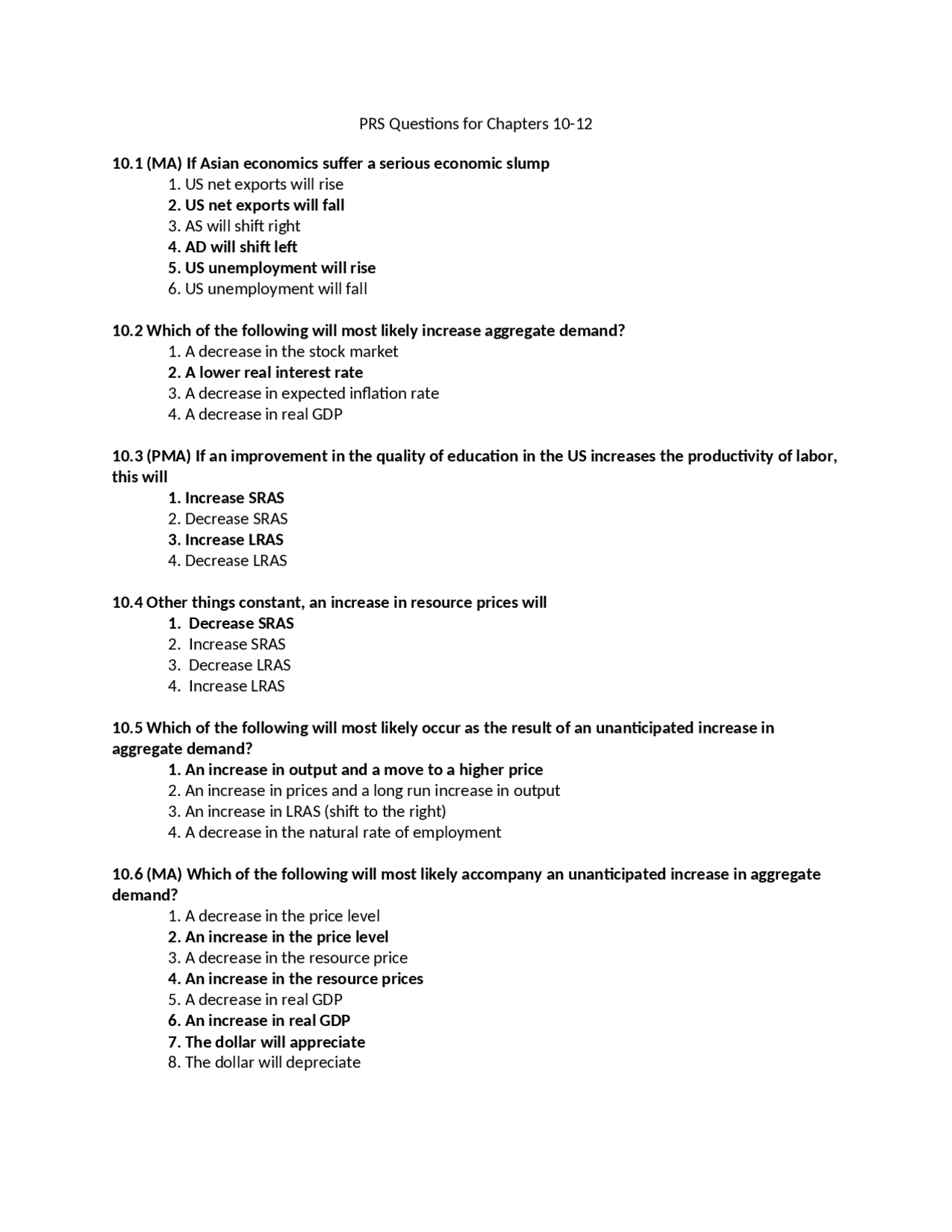 Review Sheet For Exam Principles Of Macroeconomics Eco 2013 Docsity