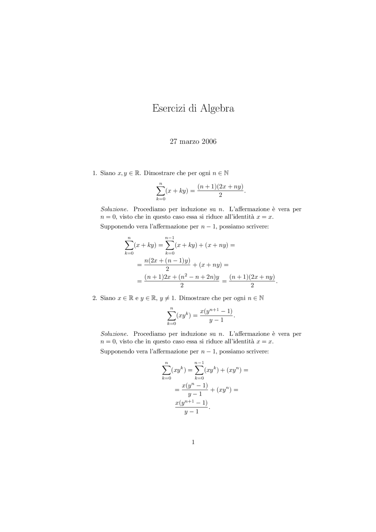 Esercizi Svolti Di Algebra 1 Parte 2 Docsity