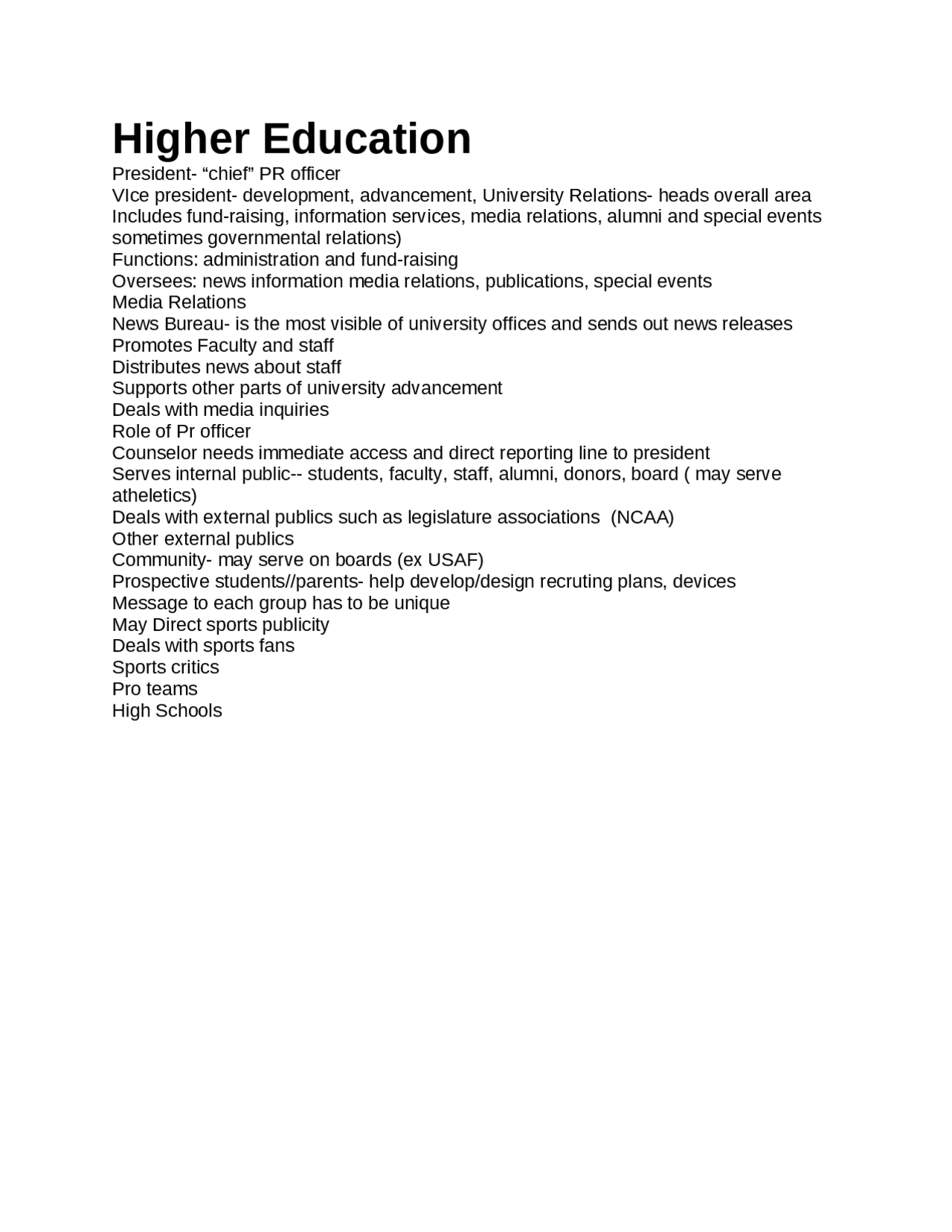 Higher Education Introduction To Public Relations Notes Pur 3000