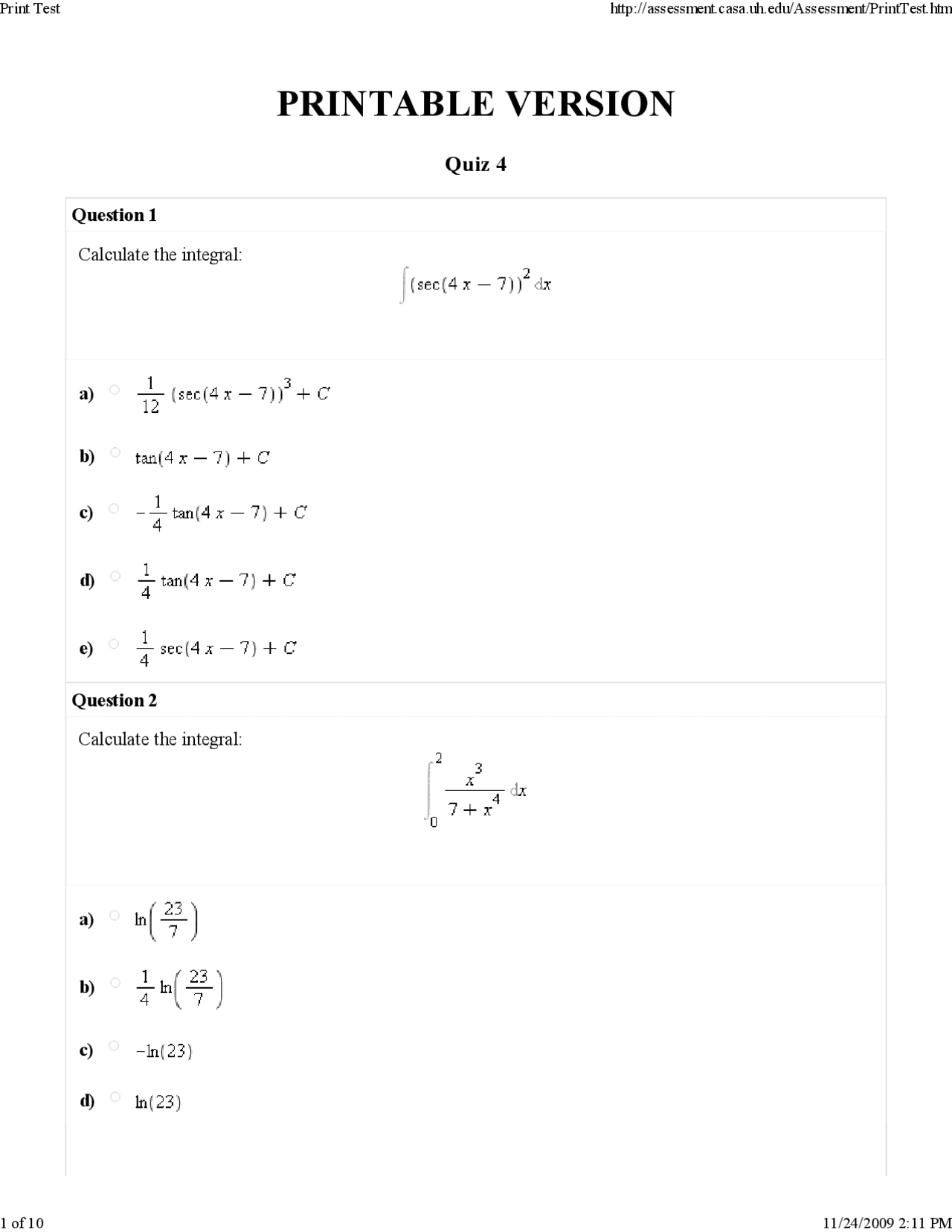 Quiz 4: Integral Calculation - Prof. Pamela Balthazar | Quizzes ...