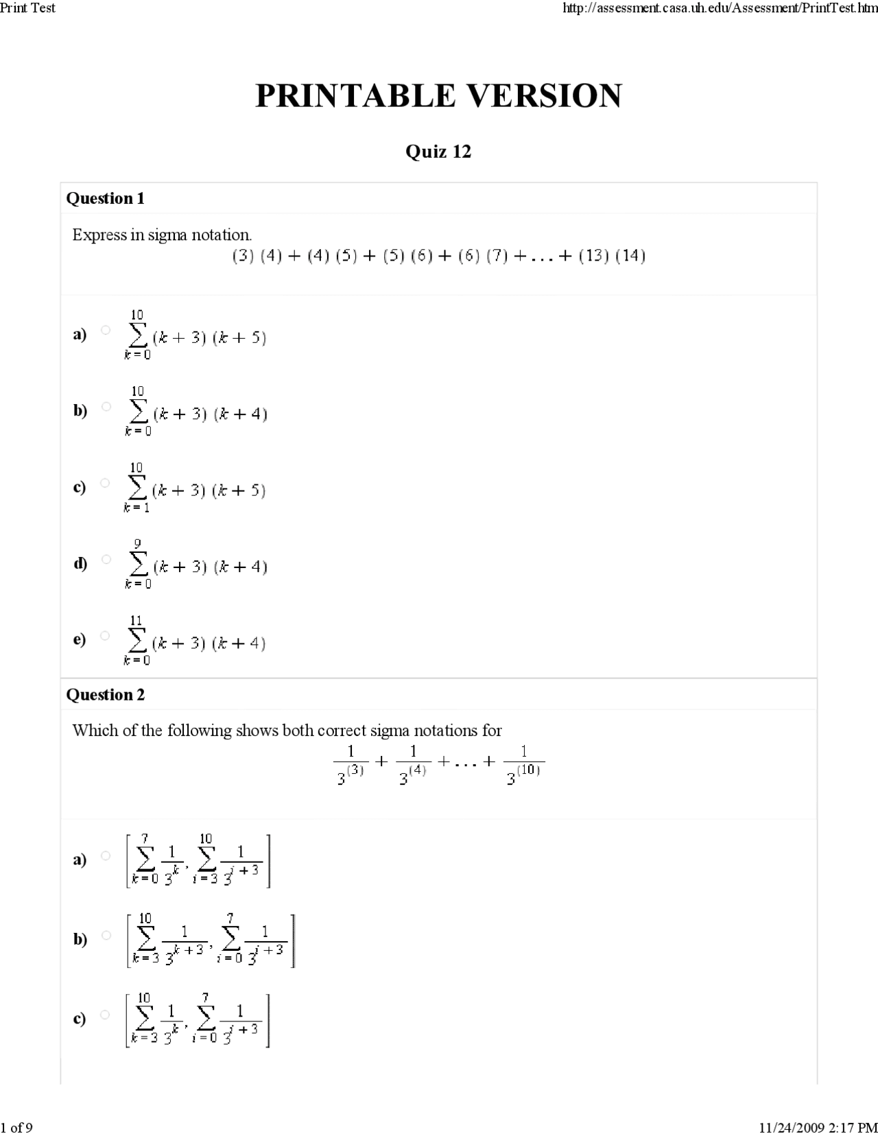 25 Multiple Choice Questions For Calculus Ii Quiz 12 Math 1432