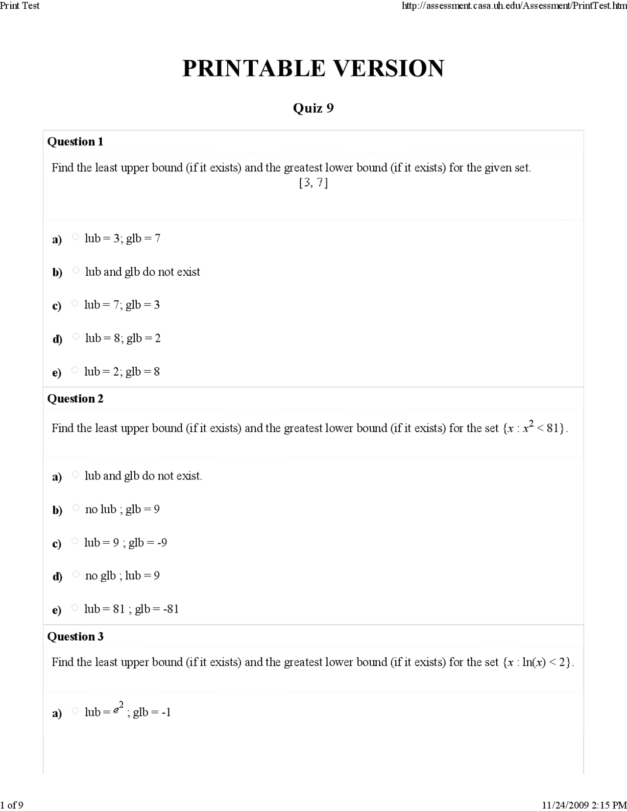 20 Questions in Quiz 1 - Calculus II | MATH 1432 | Quizzes Calculus ...