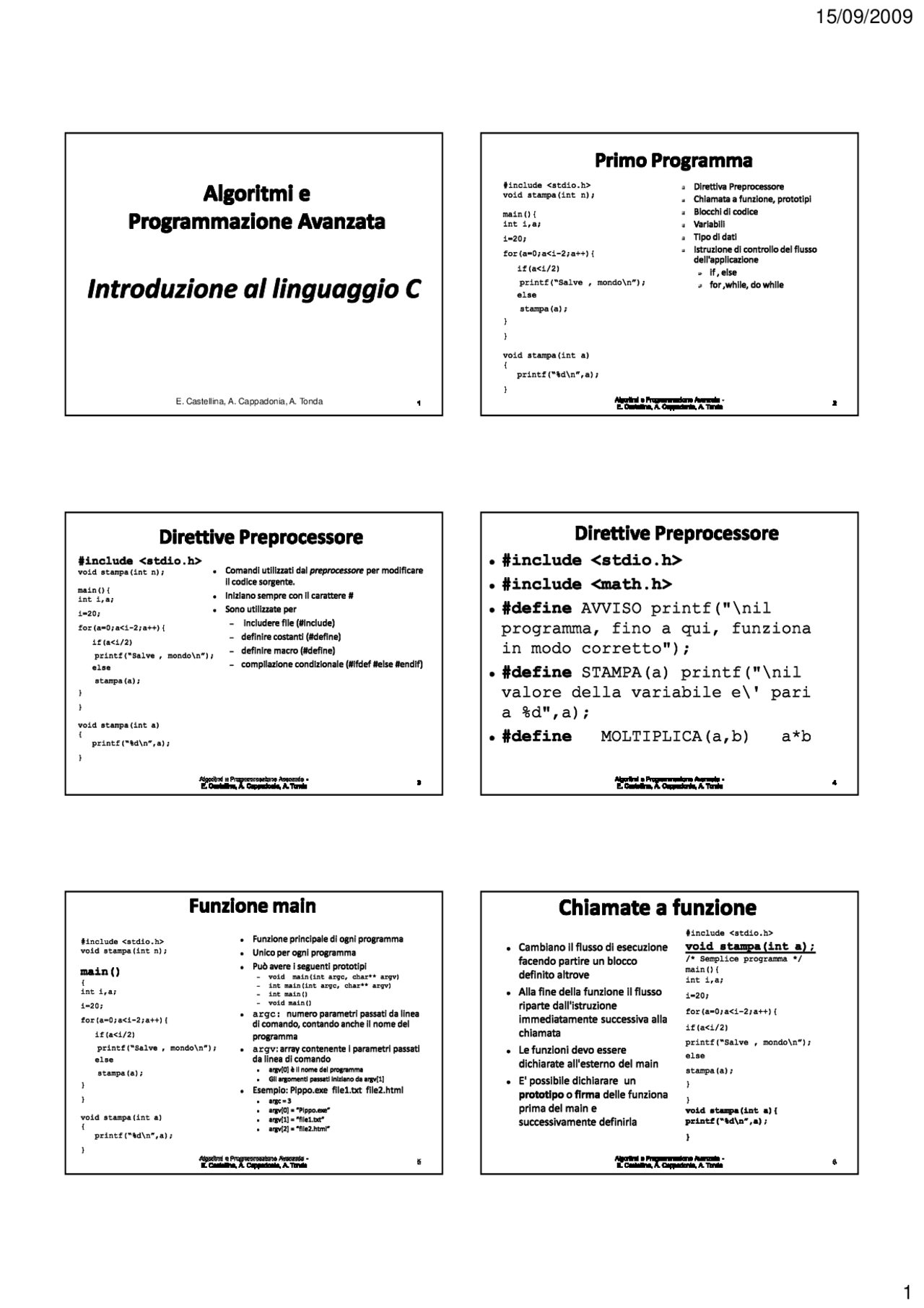 Algoritmi E Programmazione Avanzata Apa Ripasso Linguaggio C 1