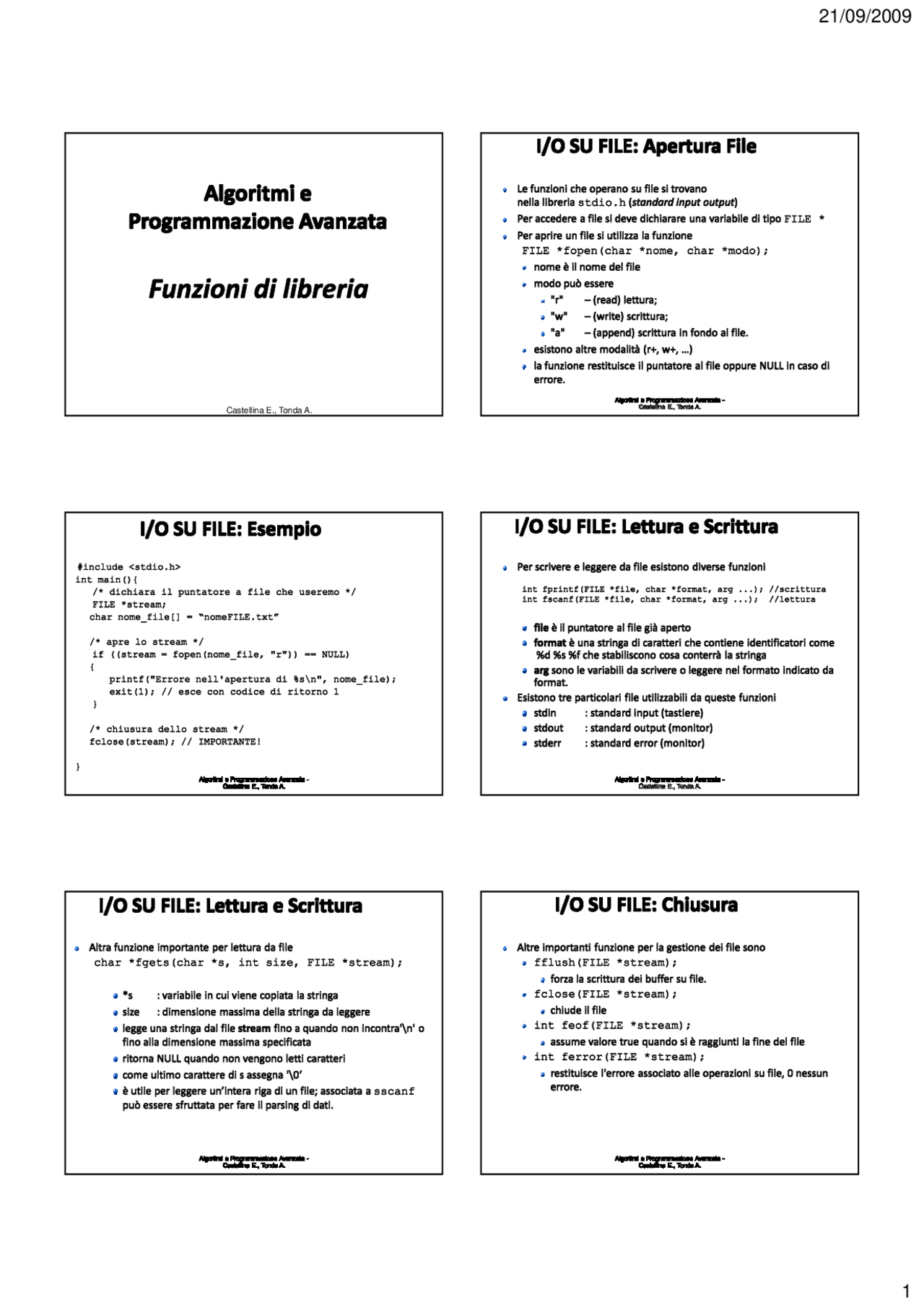 Algoritmi E Programmazione Avanzata Apa Funzioni Di Libreria 3