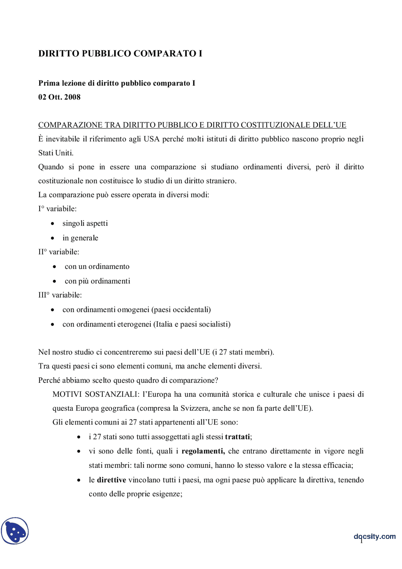 Appunti Di Diritto Pubblico Comparato Parte 1 Docsity