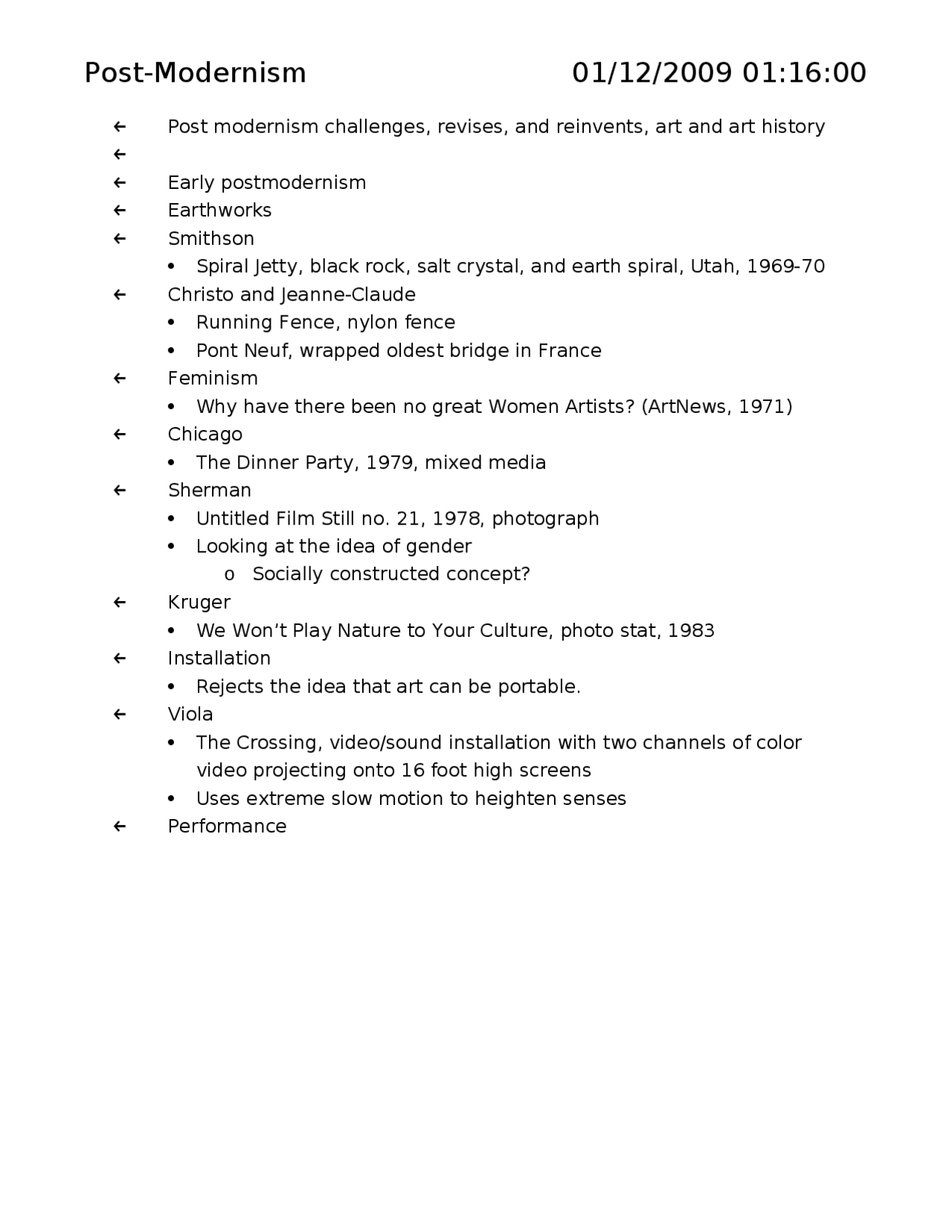 Postmodernism in Survey of Western Art - Study Guide | ARTH 104 - Docsity