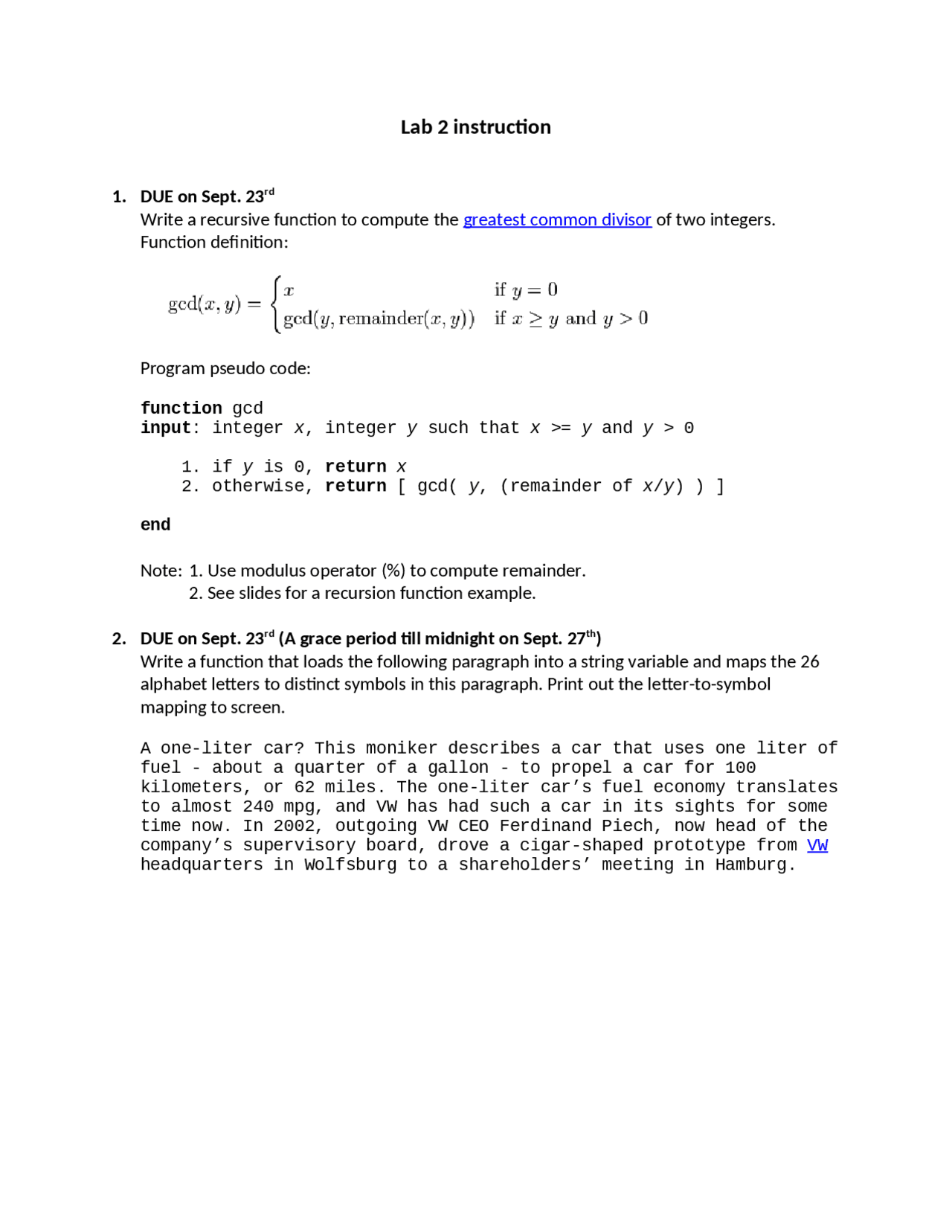 Lab 2 Instruction Computer Science Iii Csce 2050 Docsity