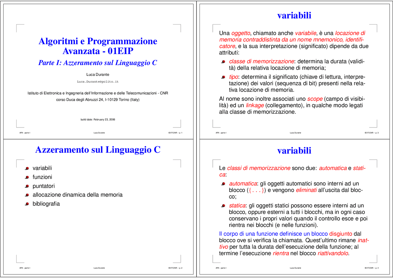 Ripasso Su C Slide Di Programmazione Avanzata Docsity