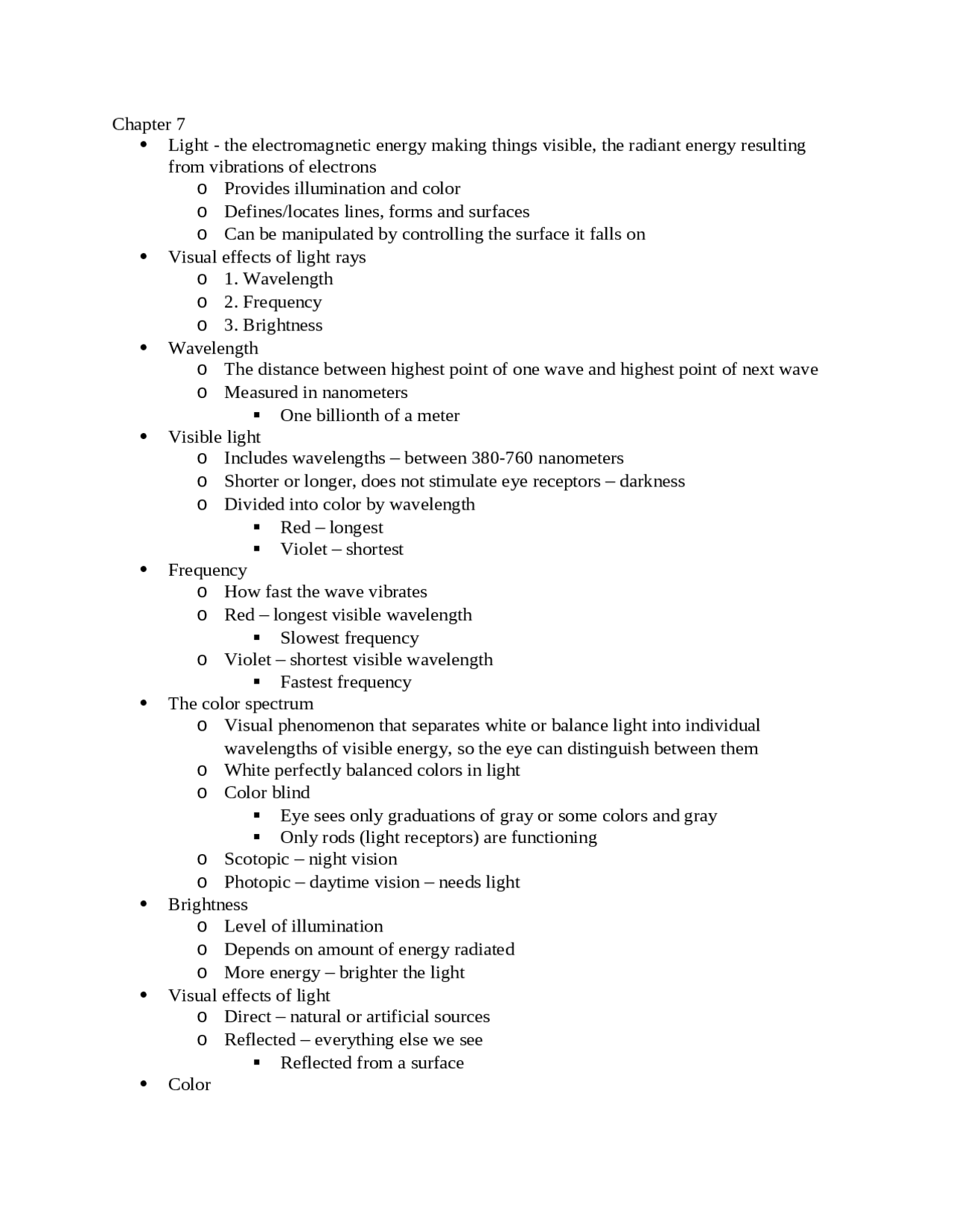 Light Visual Effects Of Light Rays Wavelength Notes Huec 2032