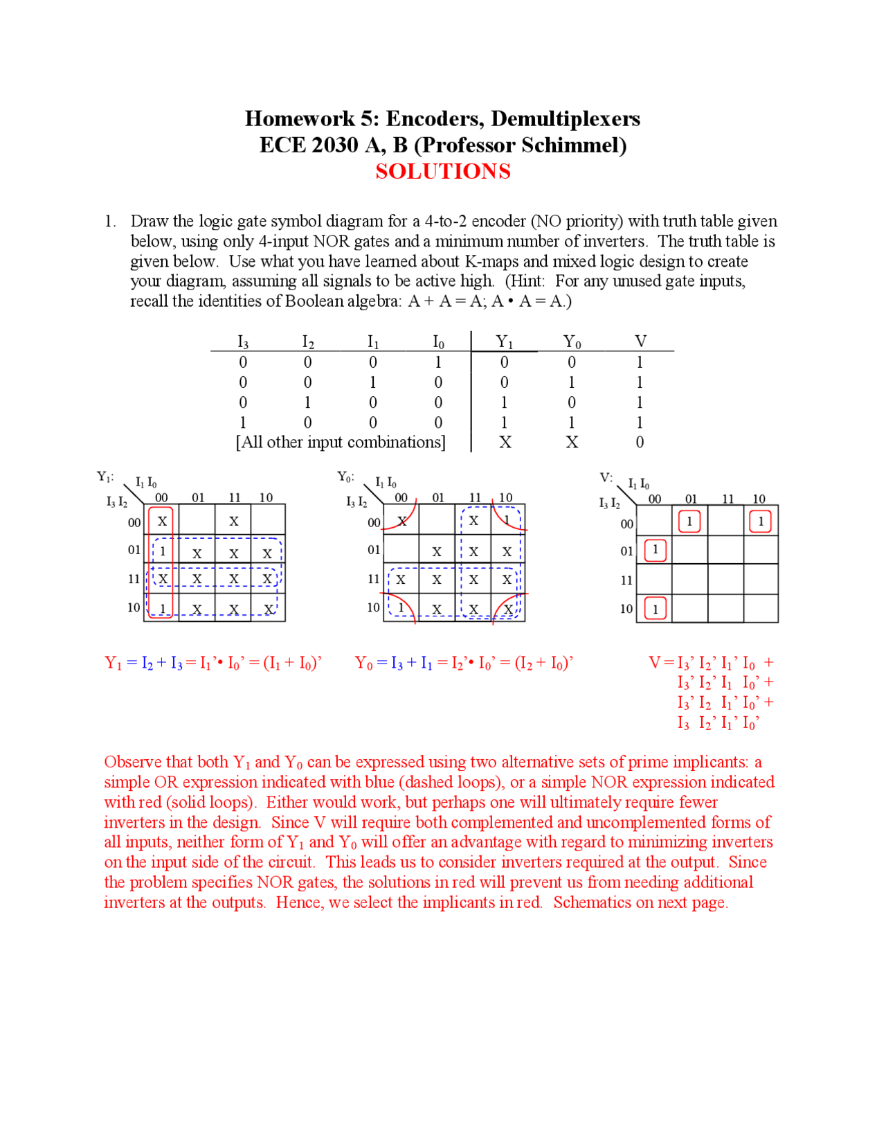 Encoders and Demultiplexers - Homework 5 with Solutions | ECE 2030 ...