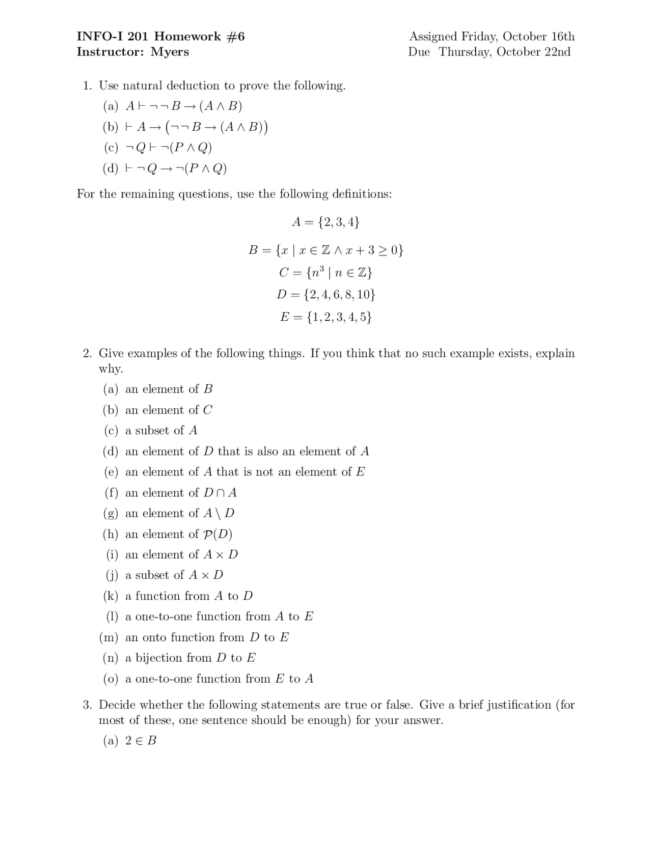 Homework Six Mathematics Foundations Of Informatics Info Docsity