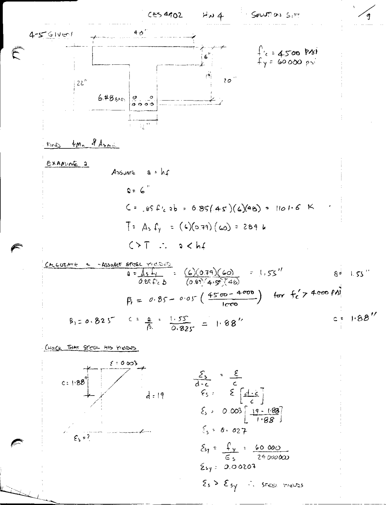 Solved Problem Set 4 Analysis And Design In Reinforced Concrete Ces