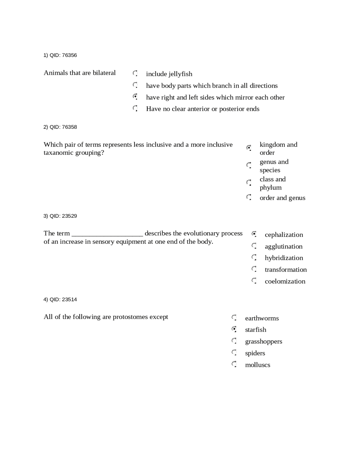 Quiz Paper With Solution General Biology Biol 1002 Docsity