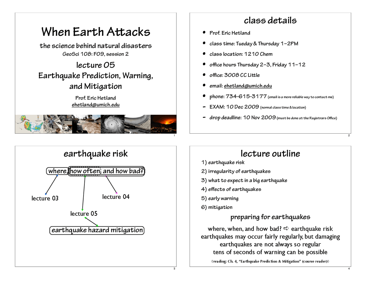 Earthquake Prediction Warning And Mitigation Lecture Slides Geosci